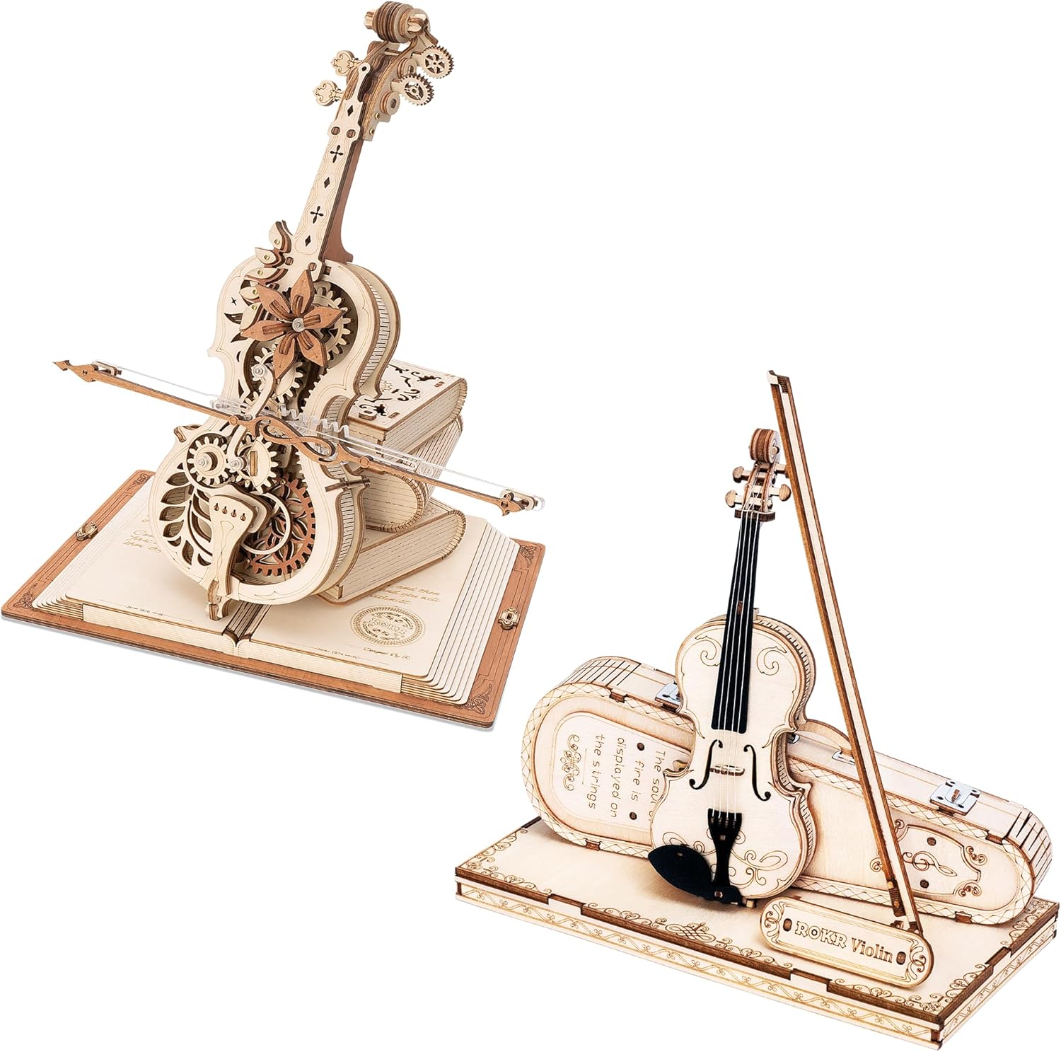 Amazon.com: ROKR 3D Puzzles for Adults 1:5 Scale Cello Model Music Box ...