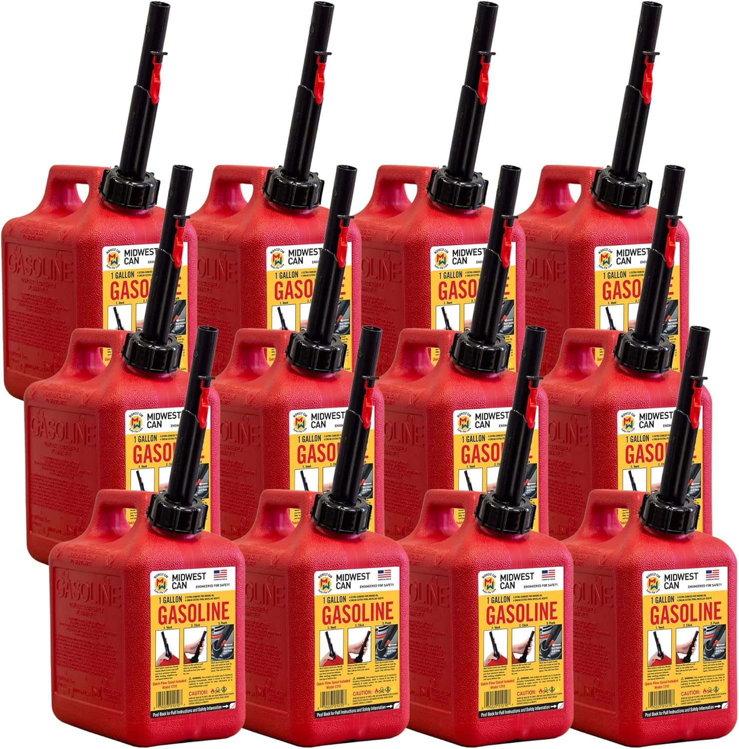 Snapklik.com : Midwest Can 1200-12PK Gas Can - 1 Gallon Capacity