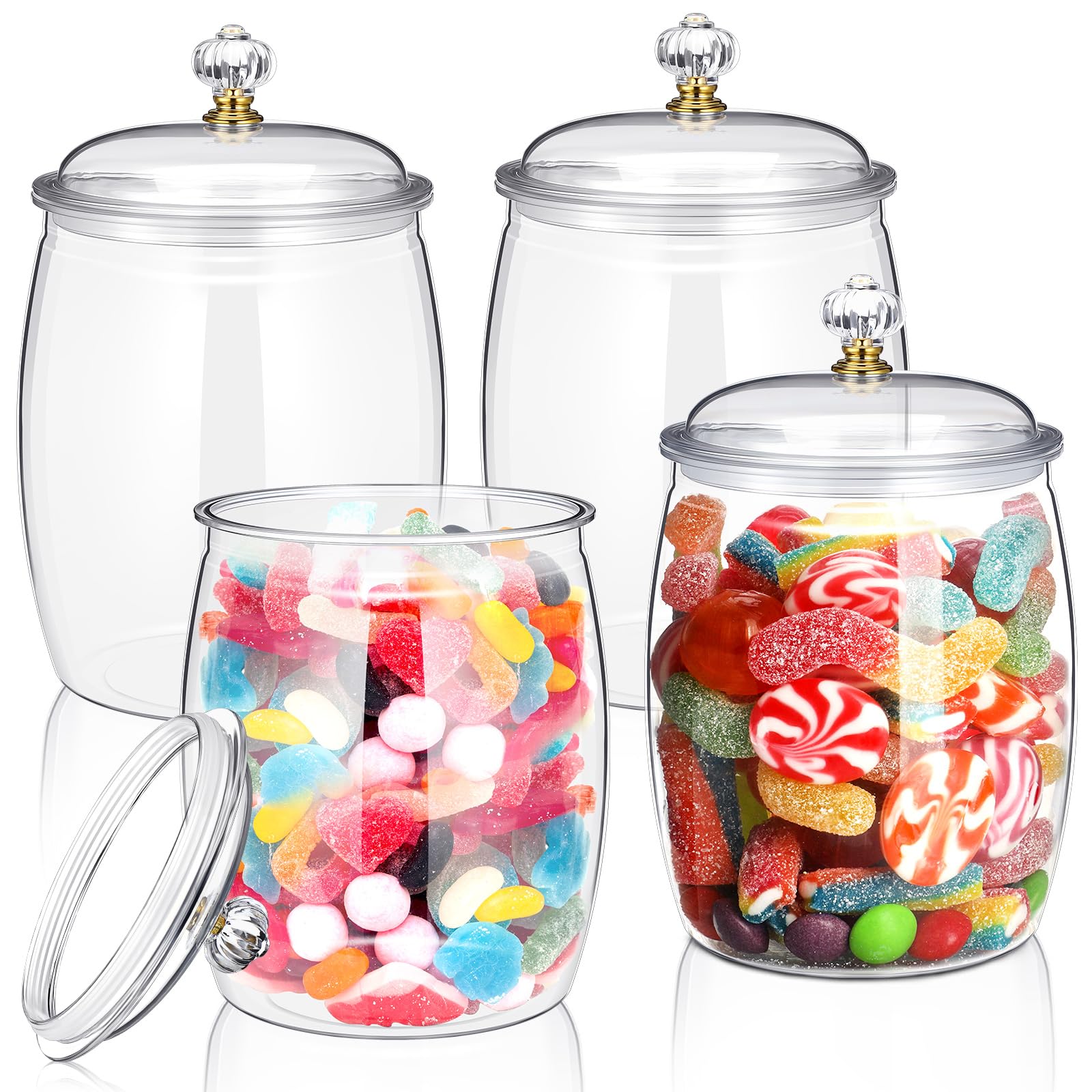 Amazon.com: Nuogo Candy and Cookie Jar Plastic Jars with Lids ...
