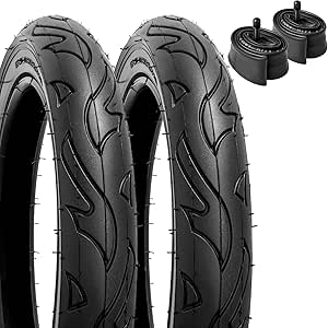 Amazon | YunSCM 2本セット,14 2.125 タイヤ,14x2.125 52-254 自転車タイヤ + 14x1.75/2.125 チューブ 米式バルブ32mm + タイヤレバ ...