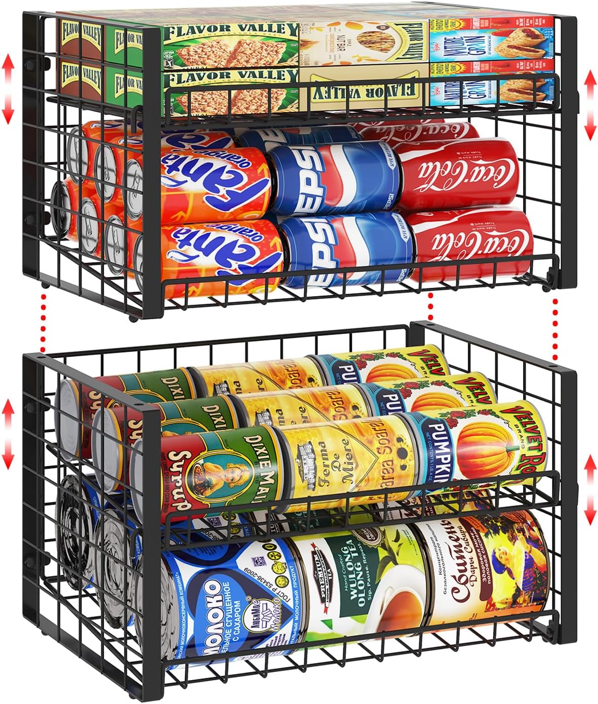 Amazon.com: 2 Pack Stackable Can Organizer for Pantry, Adjustable Can ...