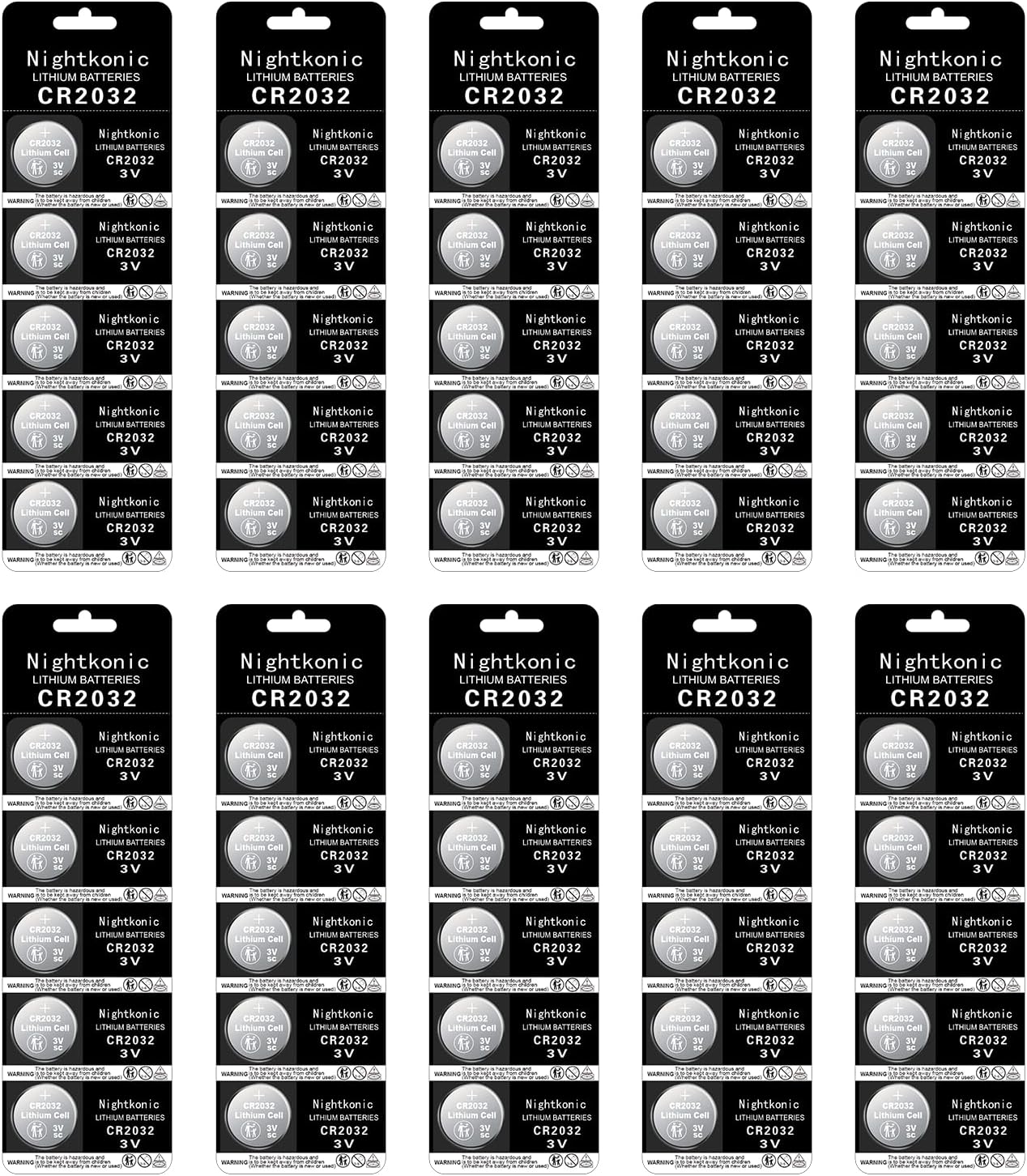 50 pcs Pack - CR2032 Battery 3v Lithium Button Cell Coin 2032 Battery Nightkonic : Amazon.ca ...