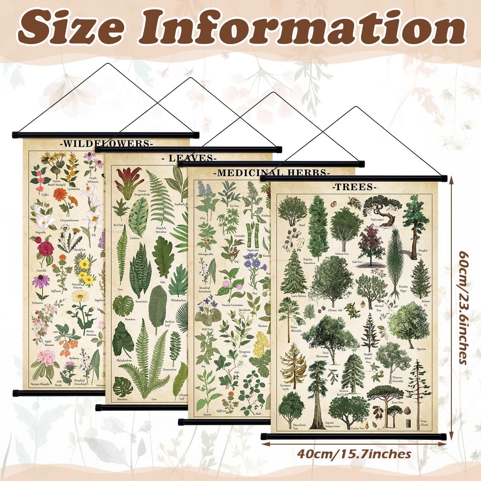 Snapklik.com : Lewtemi 4 Pcs Vintage Poster Nature Botanical Wall Art ...