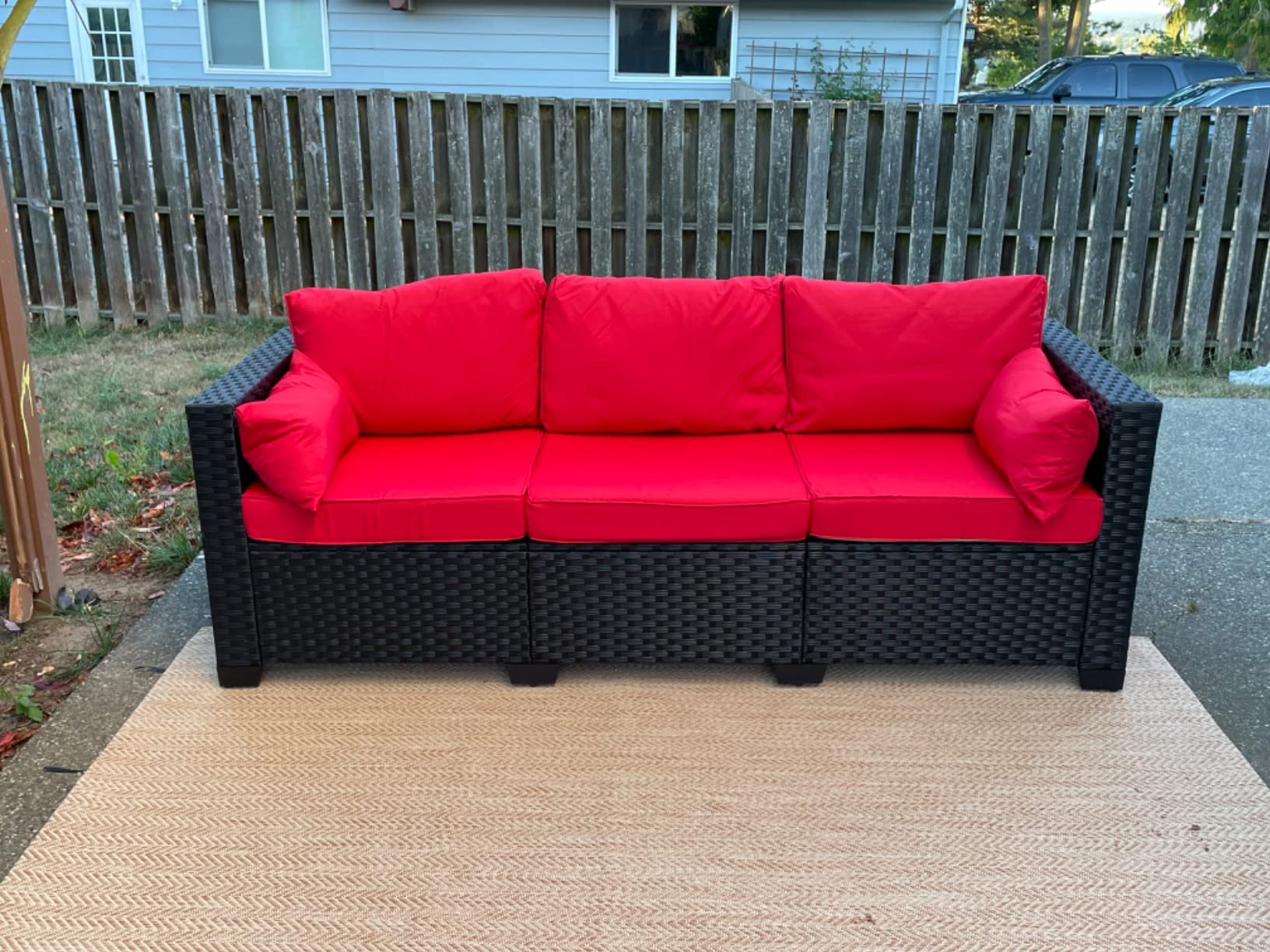 $55/mo - Finance Lviden 4 Pieces Patio PE Wicker Sofa Sets Outdoor ...