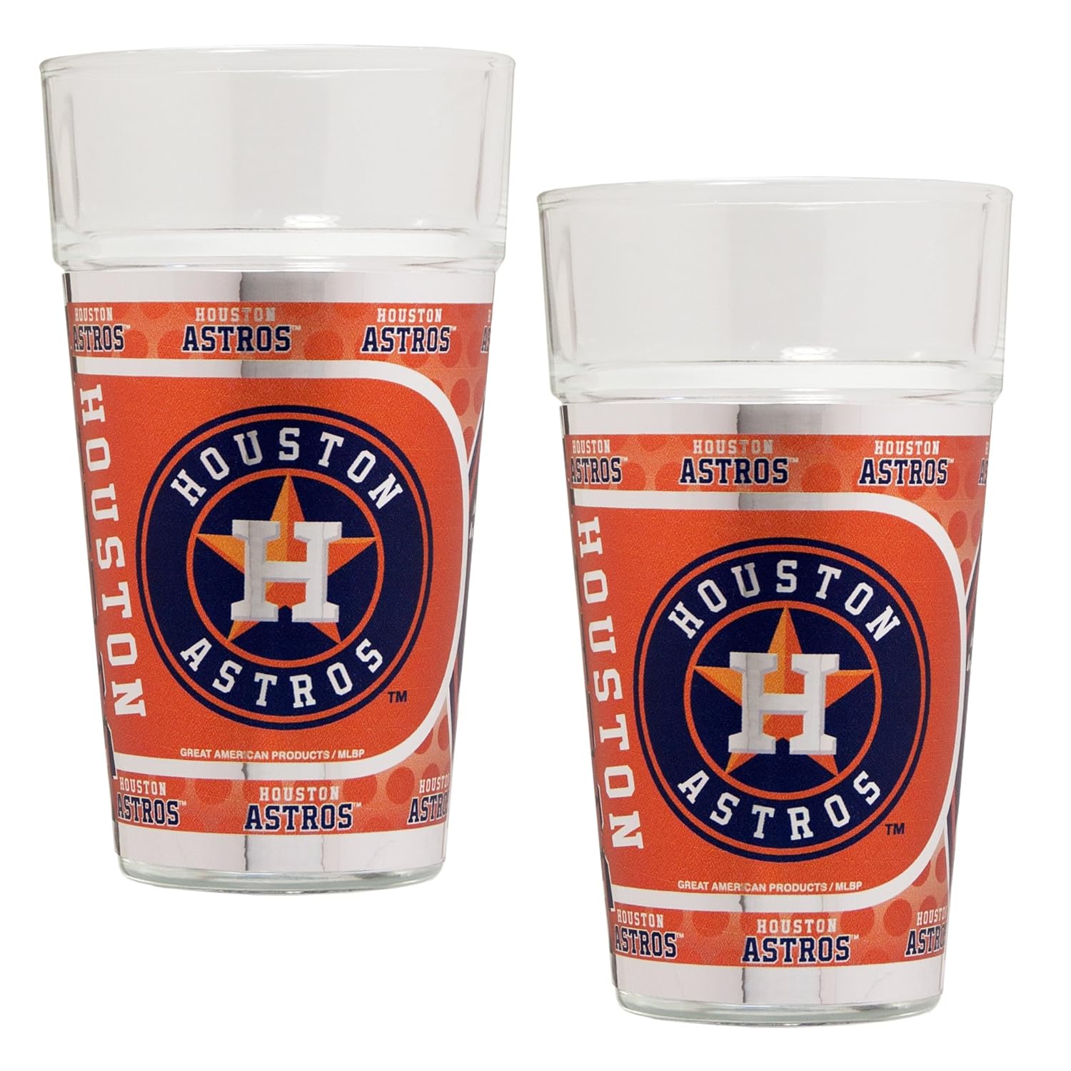 MLB Houston Astros Pint Glass Set with Metallic Graphics (2-Piece), 16 ...