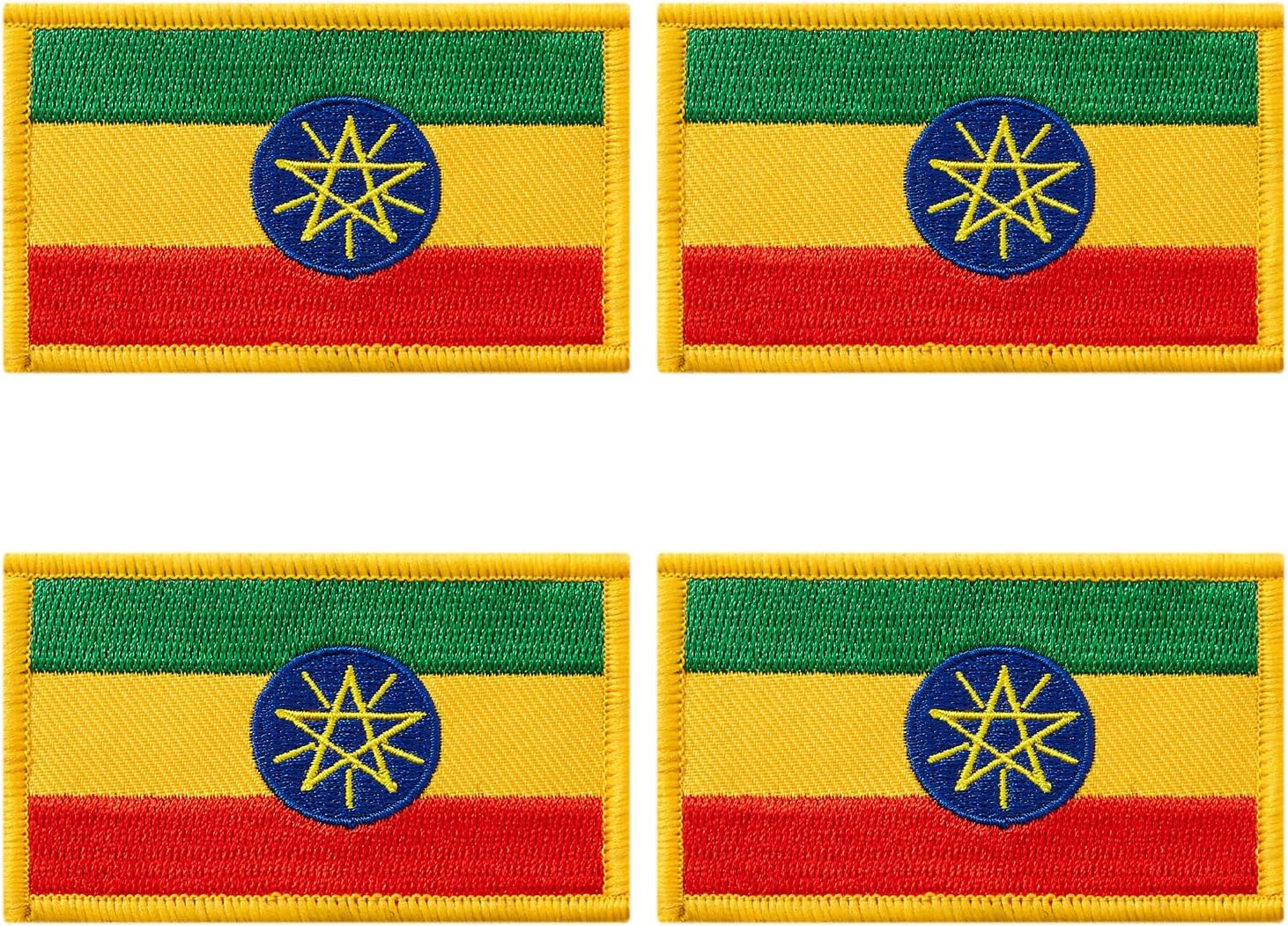Amazon.com: 4Pcs Ethiopia Ethiopian Flag Patches, Hook and Loop Embroidered Armband Flag ...