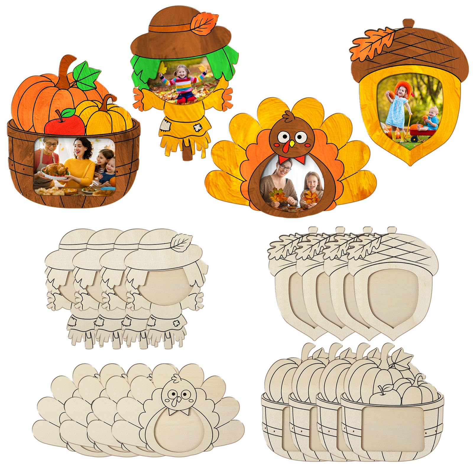 Amazon.com: Yousoontic 16 Pcs Thanksgiving Craft for Kids Wooden Fall ...