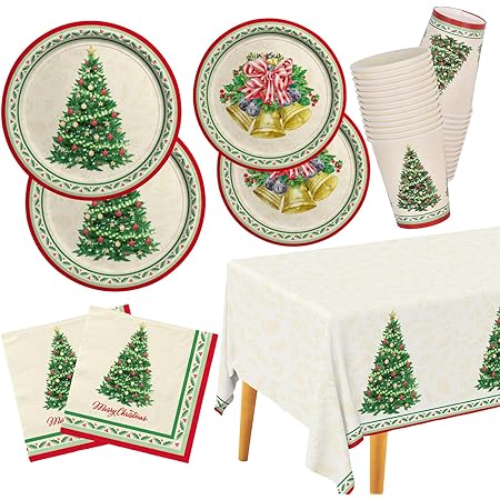 Amazon.com: Christmas Party Supplies, Serve 25, Christmas Seasonal ...