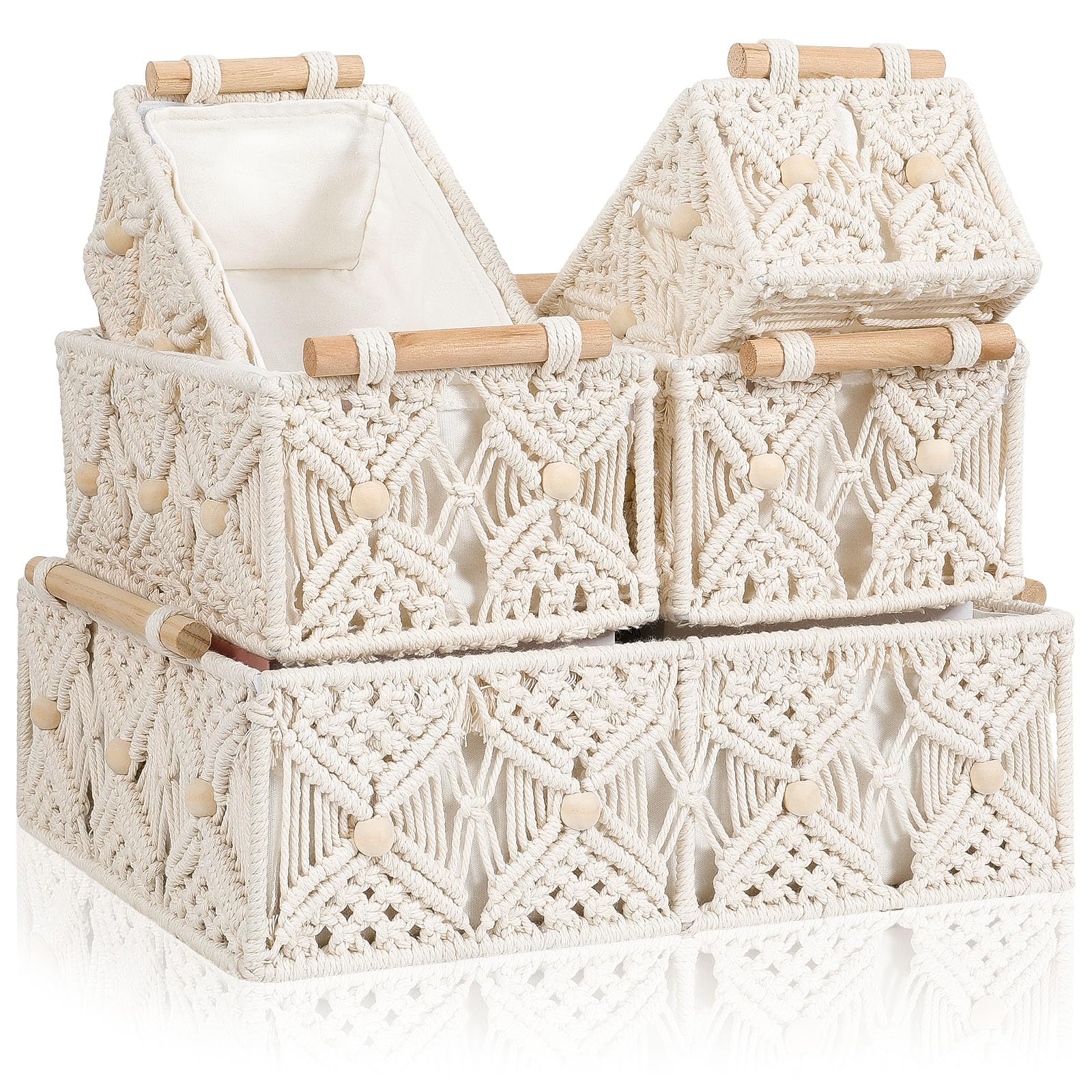 Amazon.com: Boho Storage Baskets for Organizing Macrame Decorative Hand ...