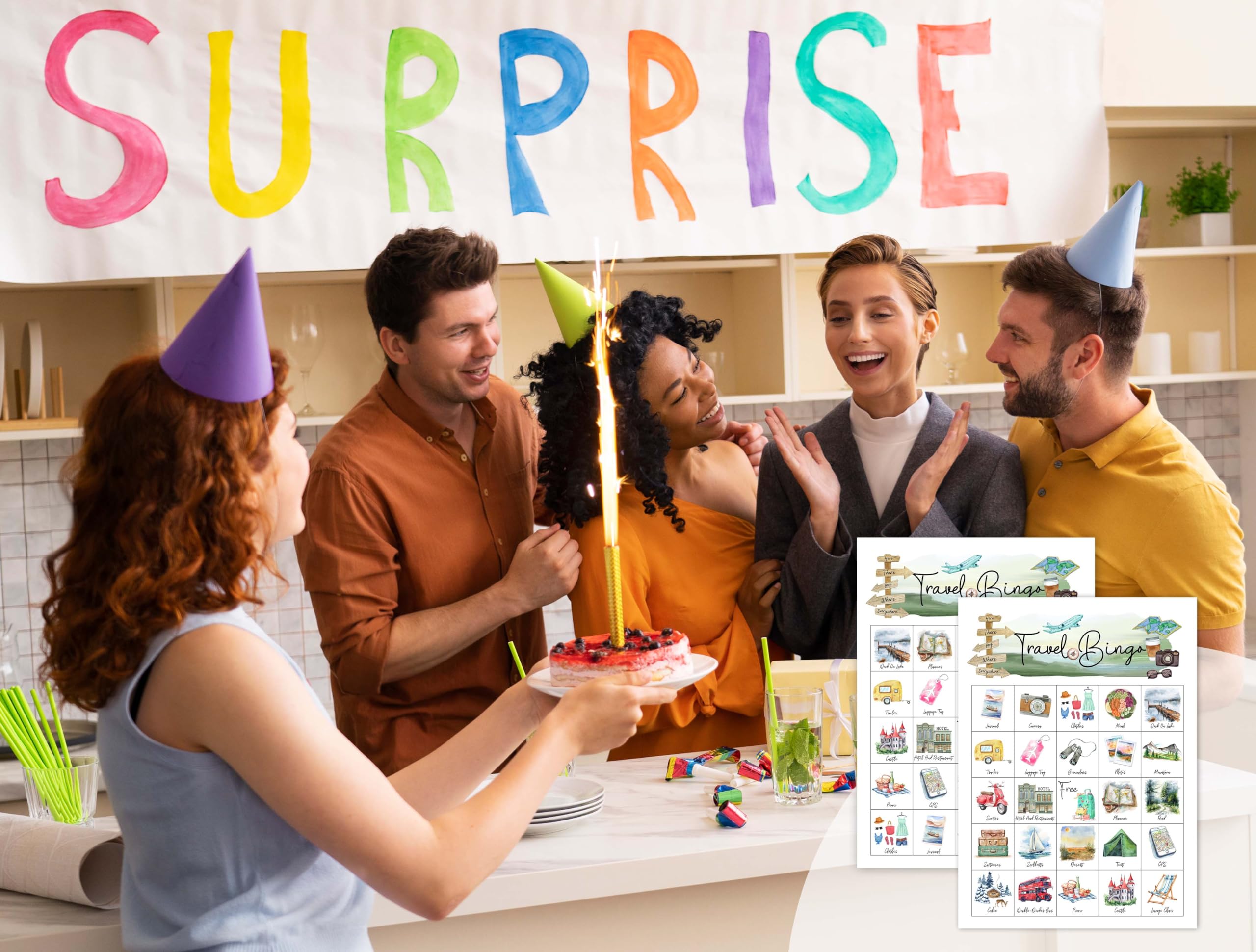 Bingo Set Travel Bingo Games For Adults, Journey Theme Party Bingo Game ...
