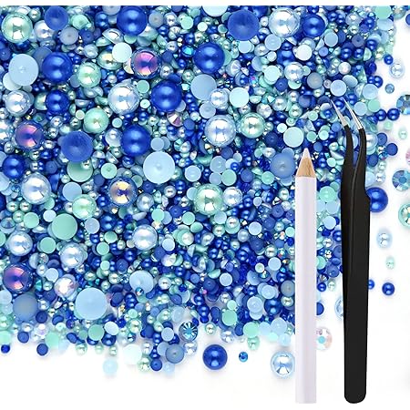 ASTARON 50g Mix Flat Back Pearls and Rhinestones for Crafts Mixed Size ...