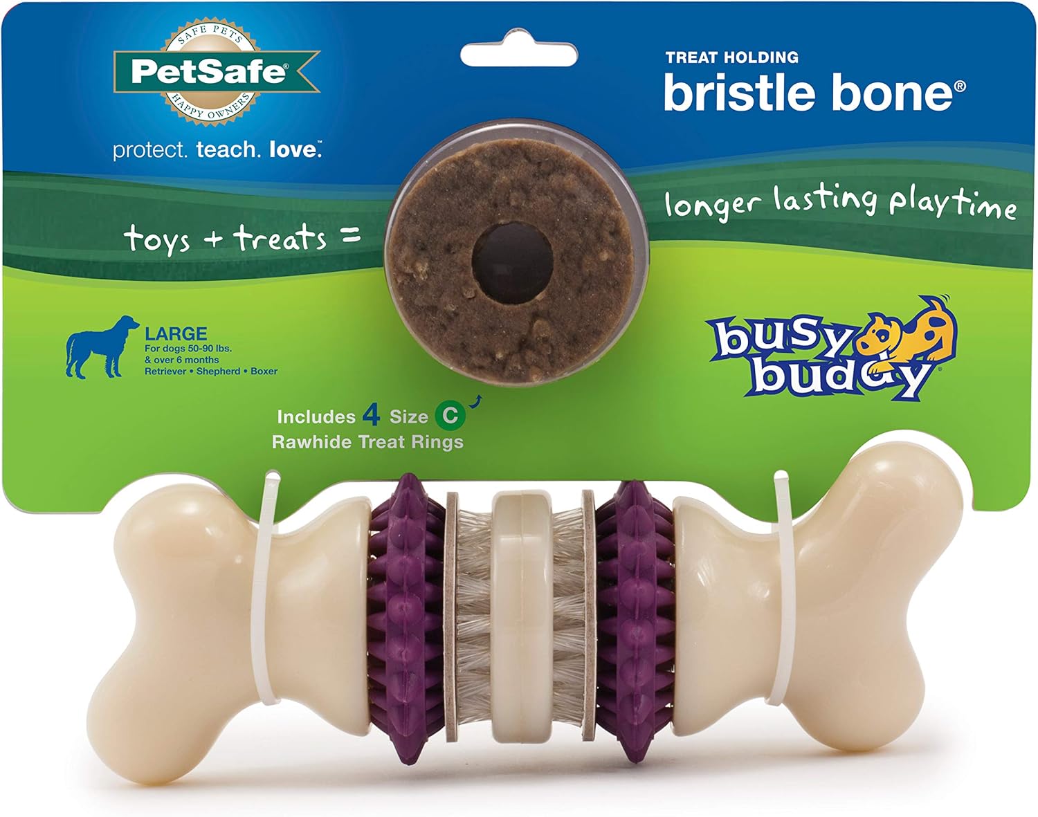PetSafe Busy Buddy Bristle Bone, Large, Helps Keep Your Dog's Teeth ...