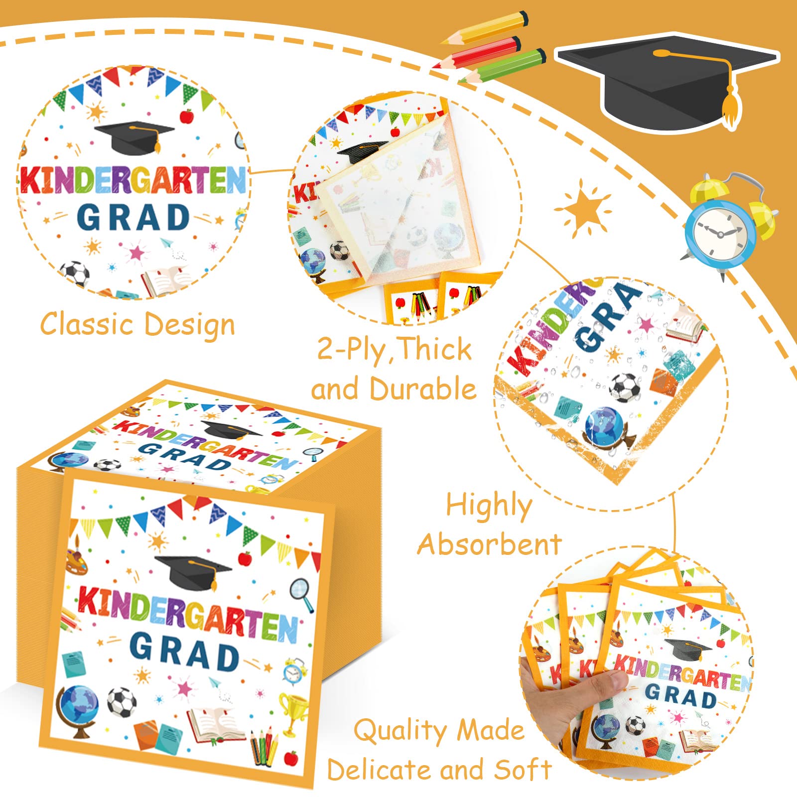 Snapklik.com : 50 Pack Kindergarten Grad Napkins For 2025 Graduation ...