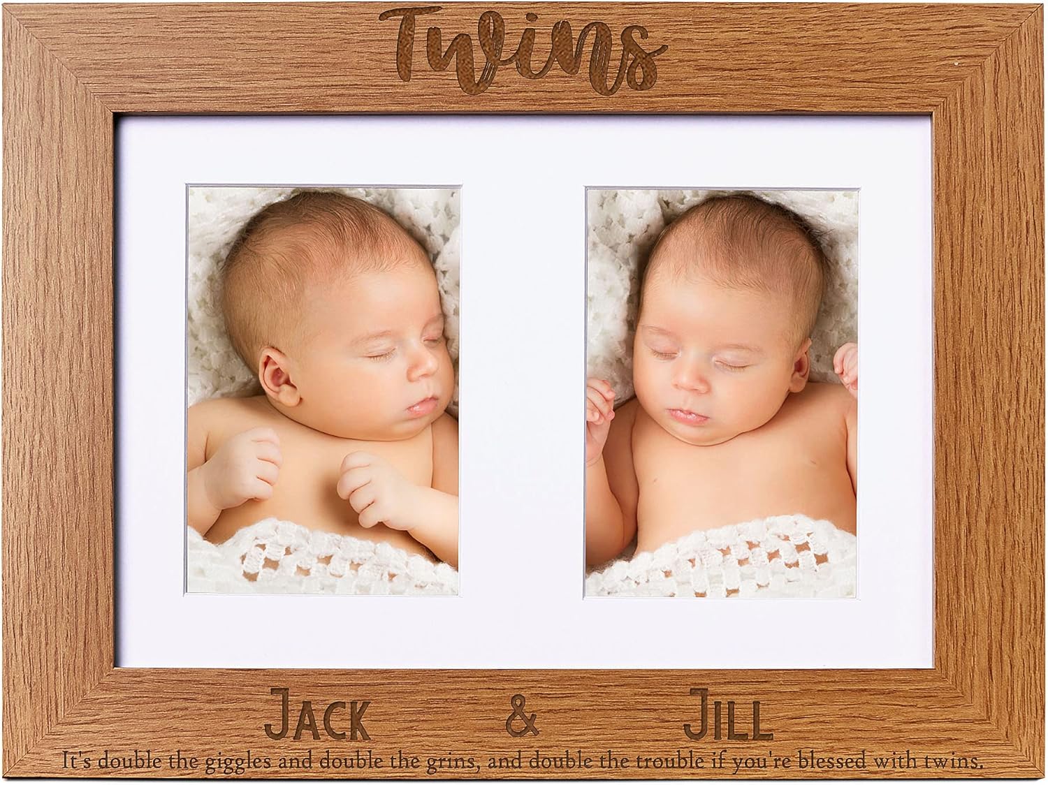 Personalised Twins Double Wooden Photo Frame Gift : Amazon.co.uk: Home ...