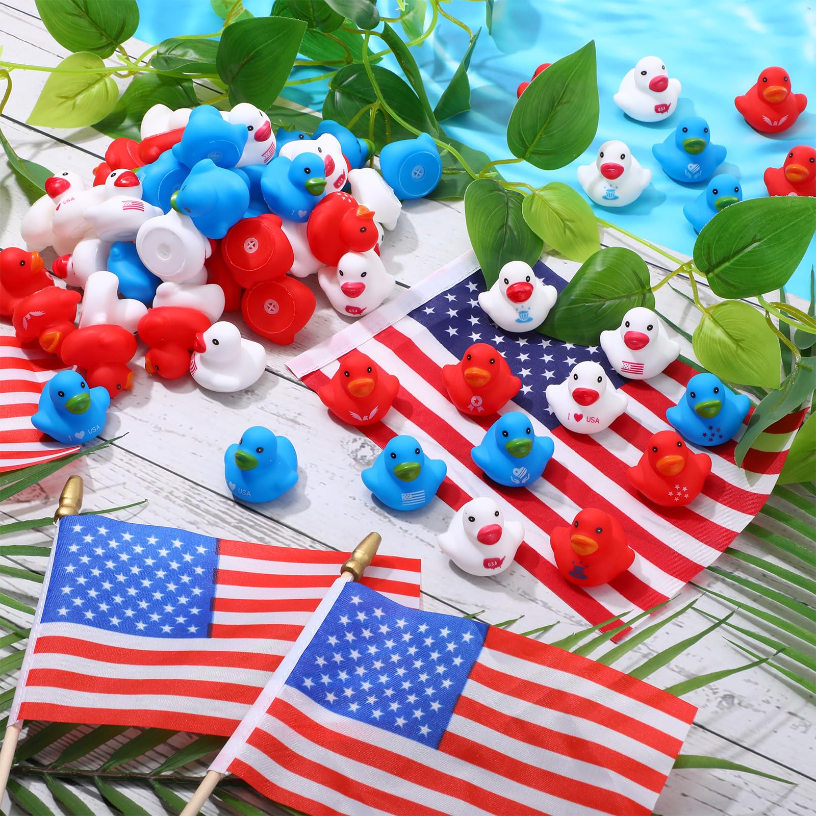 Junkin Patriotic Rubber Ducky Bulk 1.57 Inch 4th of July Float Rubber ...