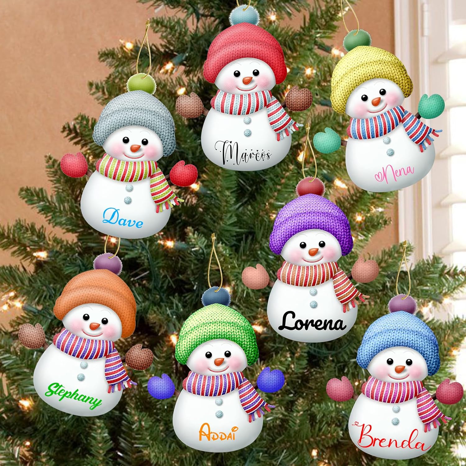 Amazon.com: Personalized Christmas Ornaments 7PCS Custom Snowman Family Ornament Customized ...
