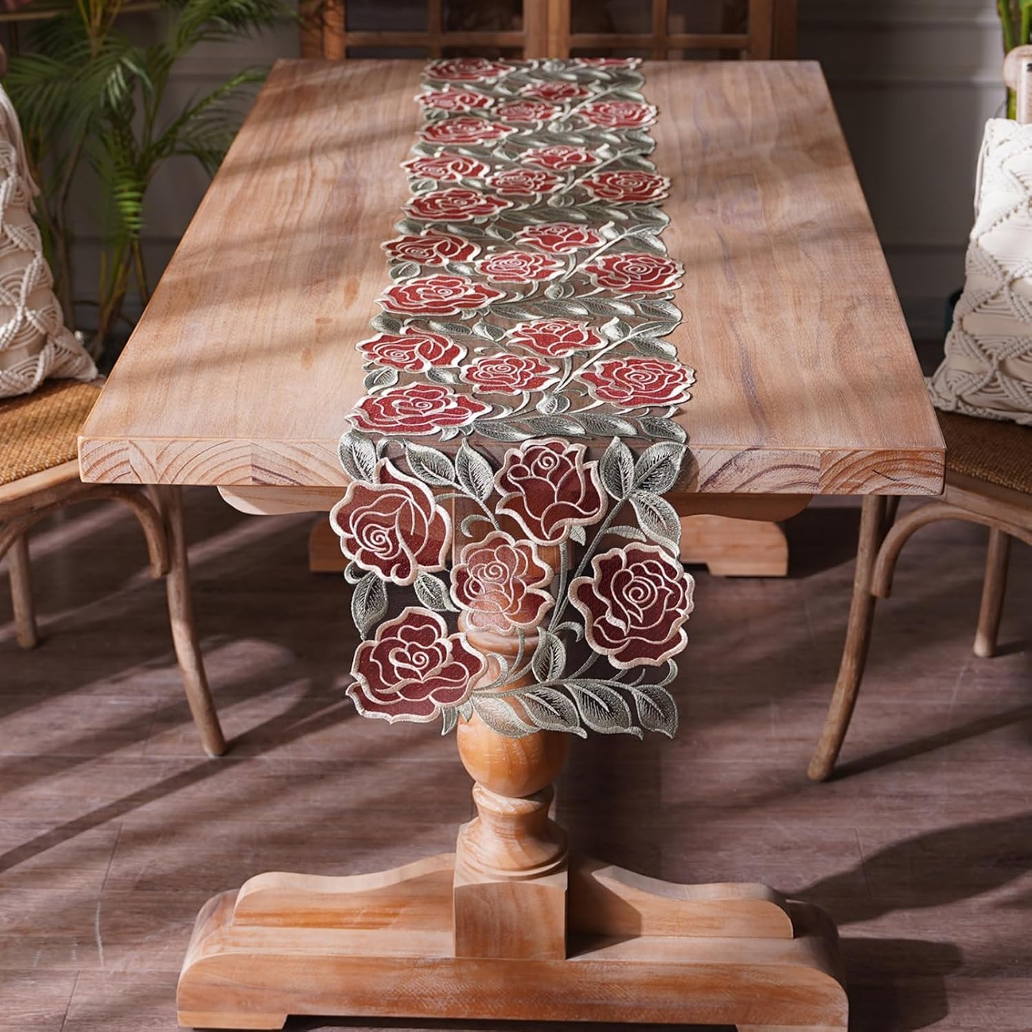 Amazon.com: ARTMAGIC Lace Table Runner Rose Organza Sheer Dresser Scarf ...