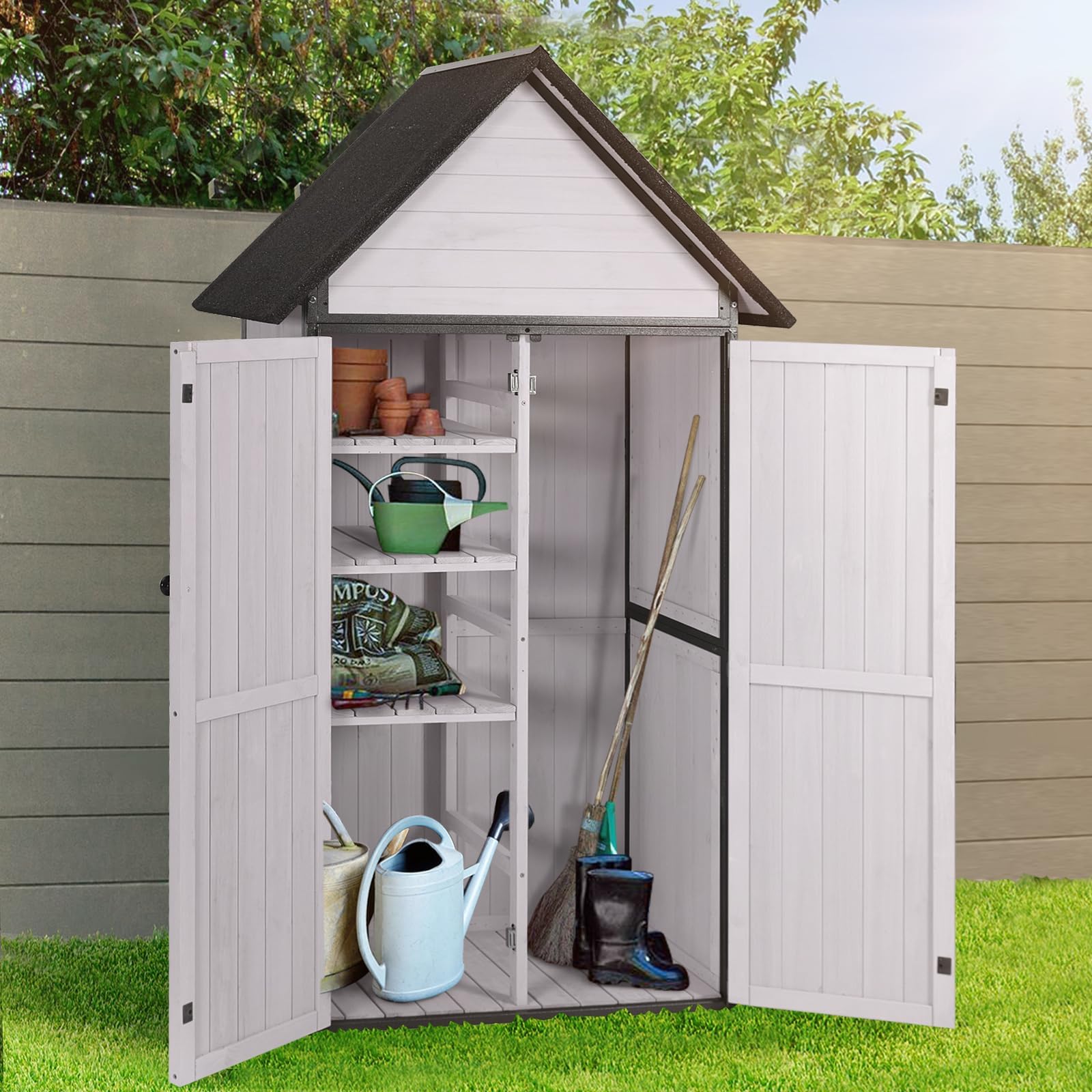 Amazon.com : Suncast Vertical Outdoor Storage Shed with Reinforced ...