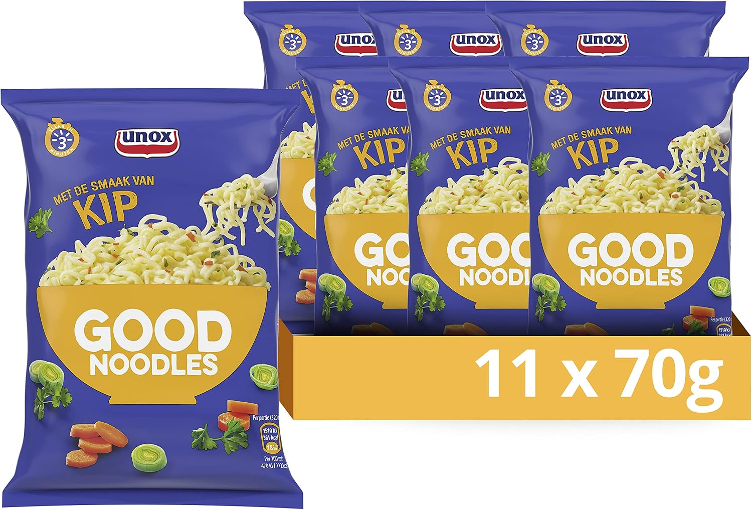 Unox Kip Good Noodles daar kun je lekker lang op door - 11 x 70 g ...