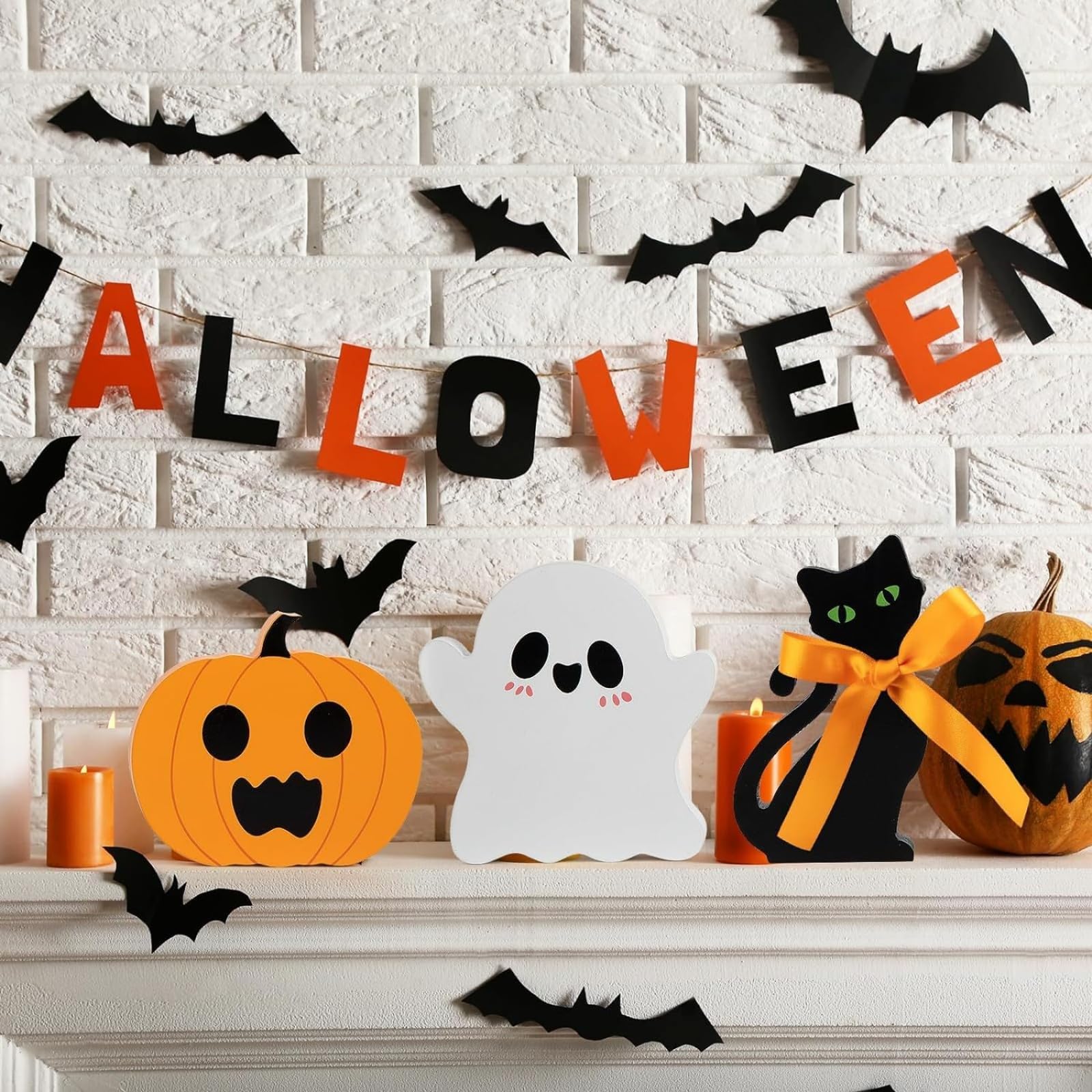 Amazon.com: Cute Halloween Decorations for Indoors,Wooden Tiered Tray ...