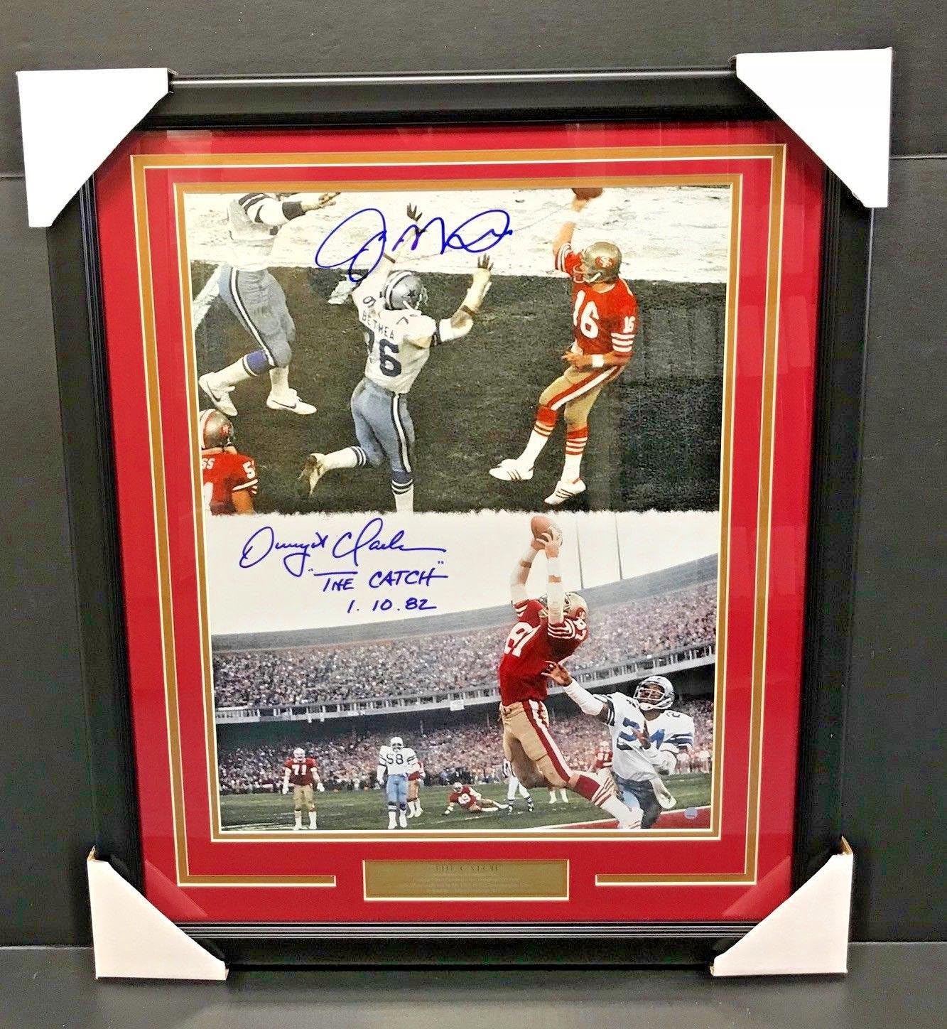 JOE MONTANA DWIGHT CLARK THE CATCH DUAL AUTOGRAPHED 16x20 PHOTO FRAMED ...