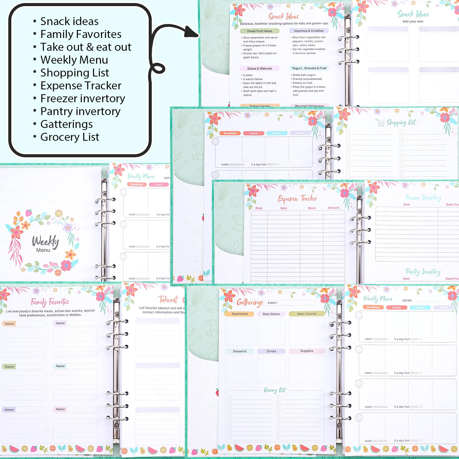 Snapklik.com : Large Weekly Meal Planner Notebook,Binder Design,324 ...