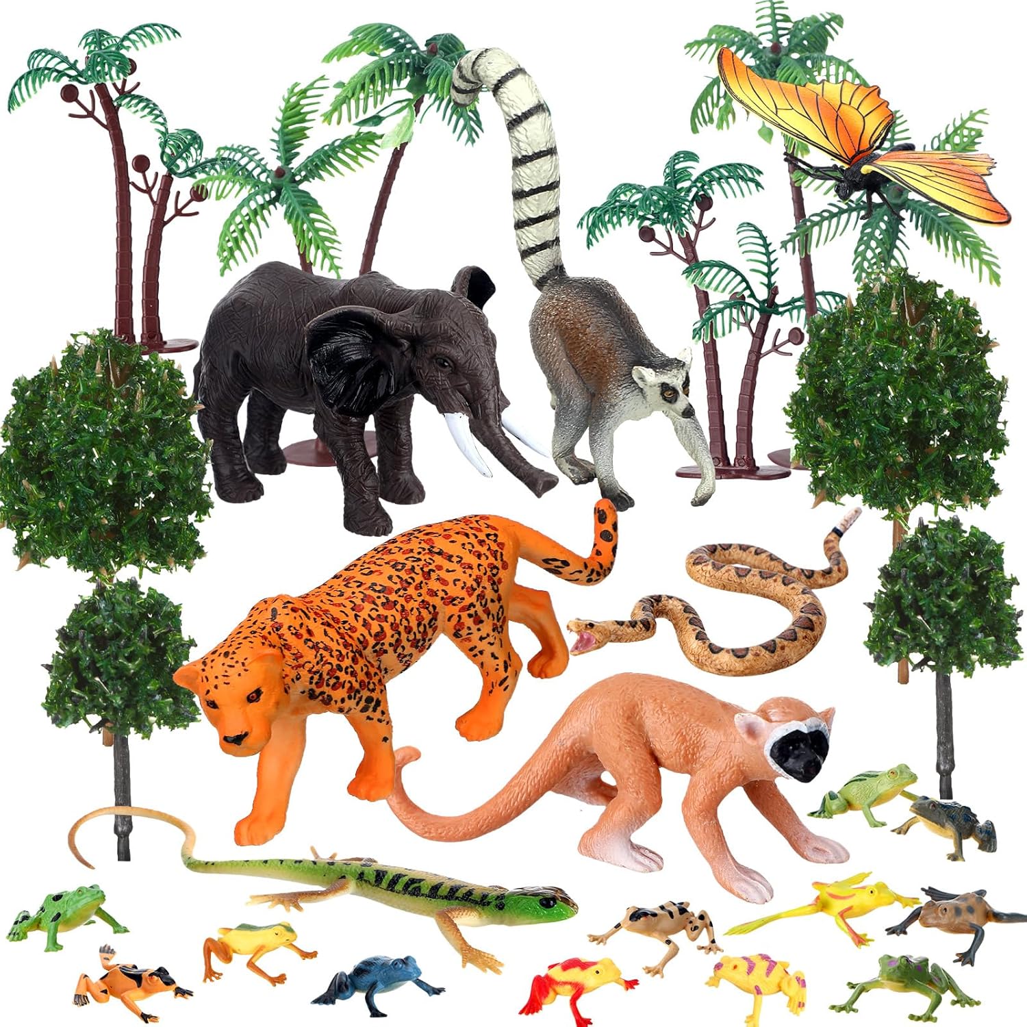 Amazon.com: MiniInflat Rainforest Diorama Animals Figures Toys Set ...
