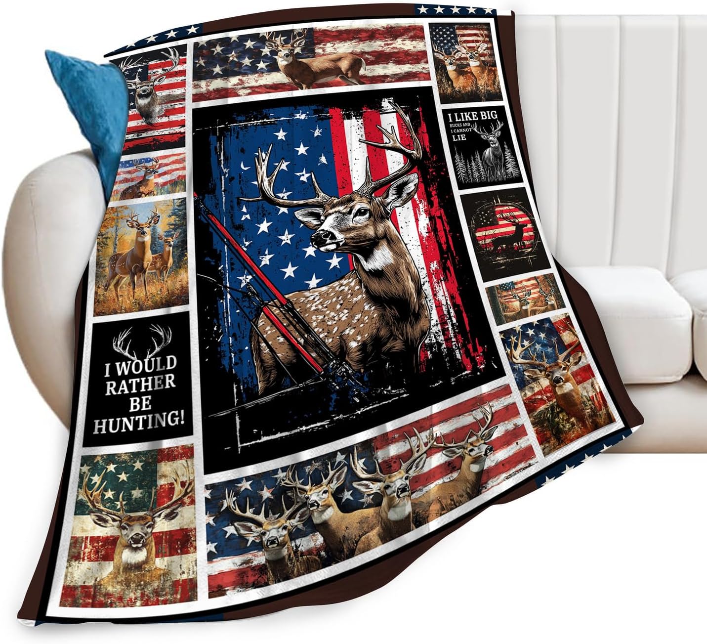 Amazon.com: American Flag Deer Throw Blanket USA Flag Hunting Ultra ...