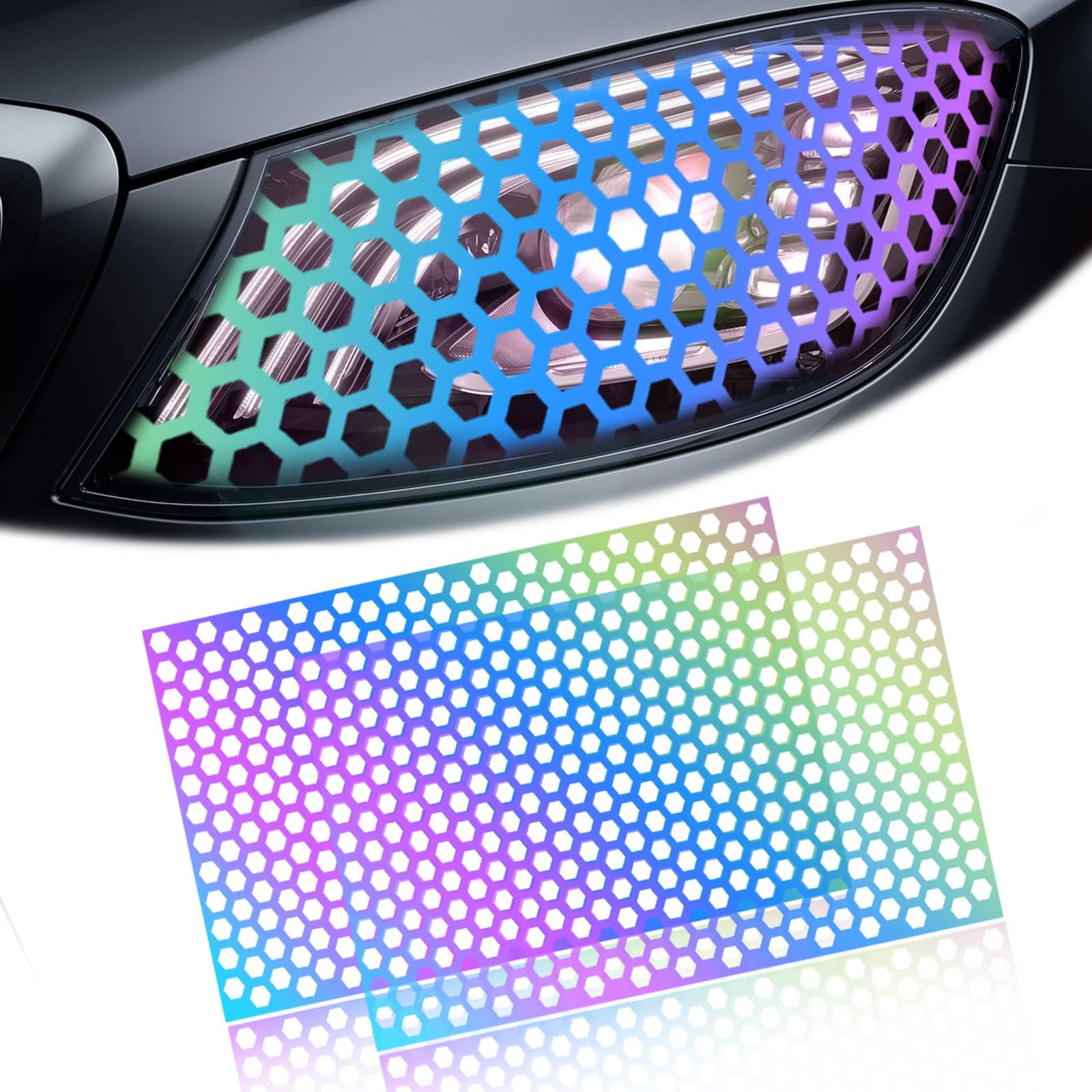Amazon.com: Dickno 2PCS Car Rear Tail Light Lamp Stickers Honeycomb ...