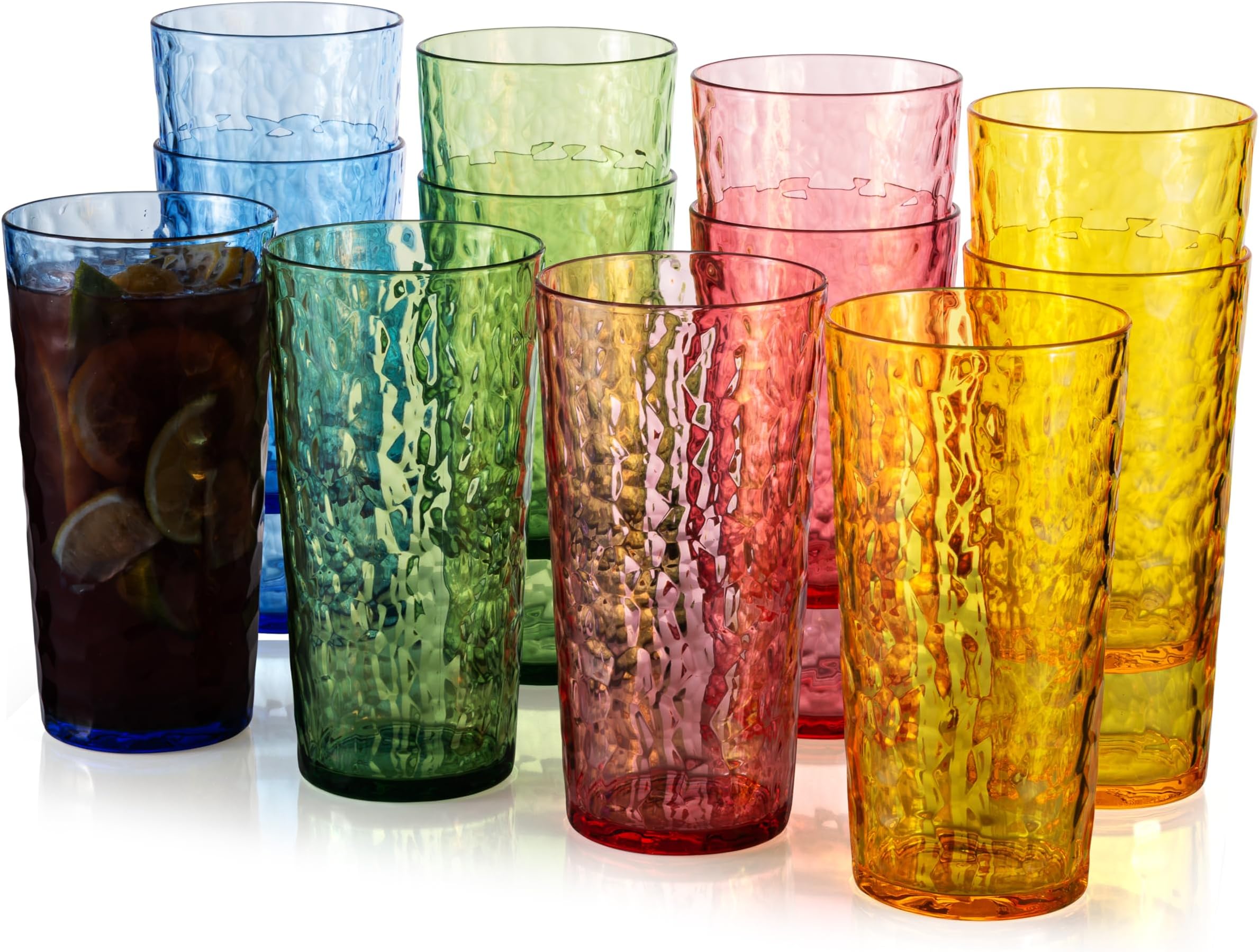 Amazon.com | HIGIINC Plastic Drinking Glasses Set of 12, Clear Plastic ...