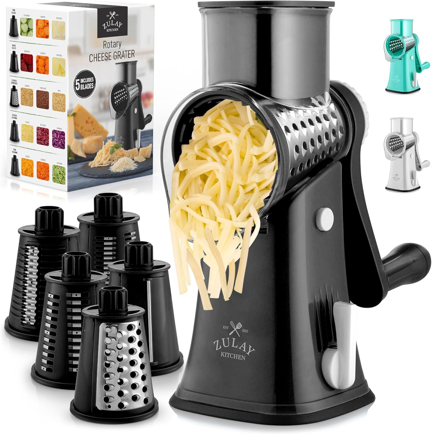 Amazon.com: Zulay Kitchen Cheese Grater Hand Crank - Grater For Kitchen ...