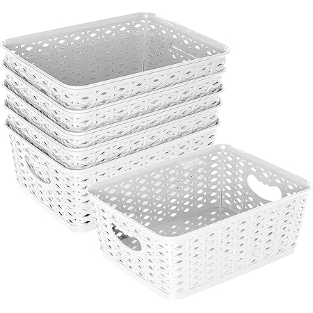 Amazon.com - Set of 6 Plastic Storage Baskets - Small Pantry Organizer ...