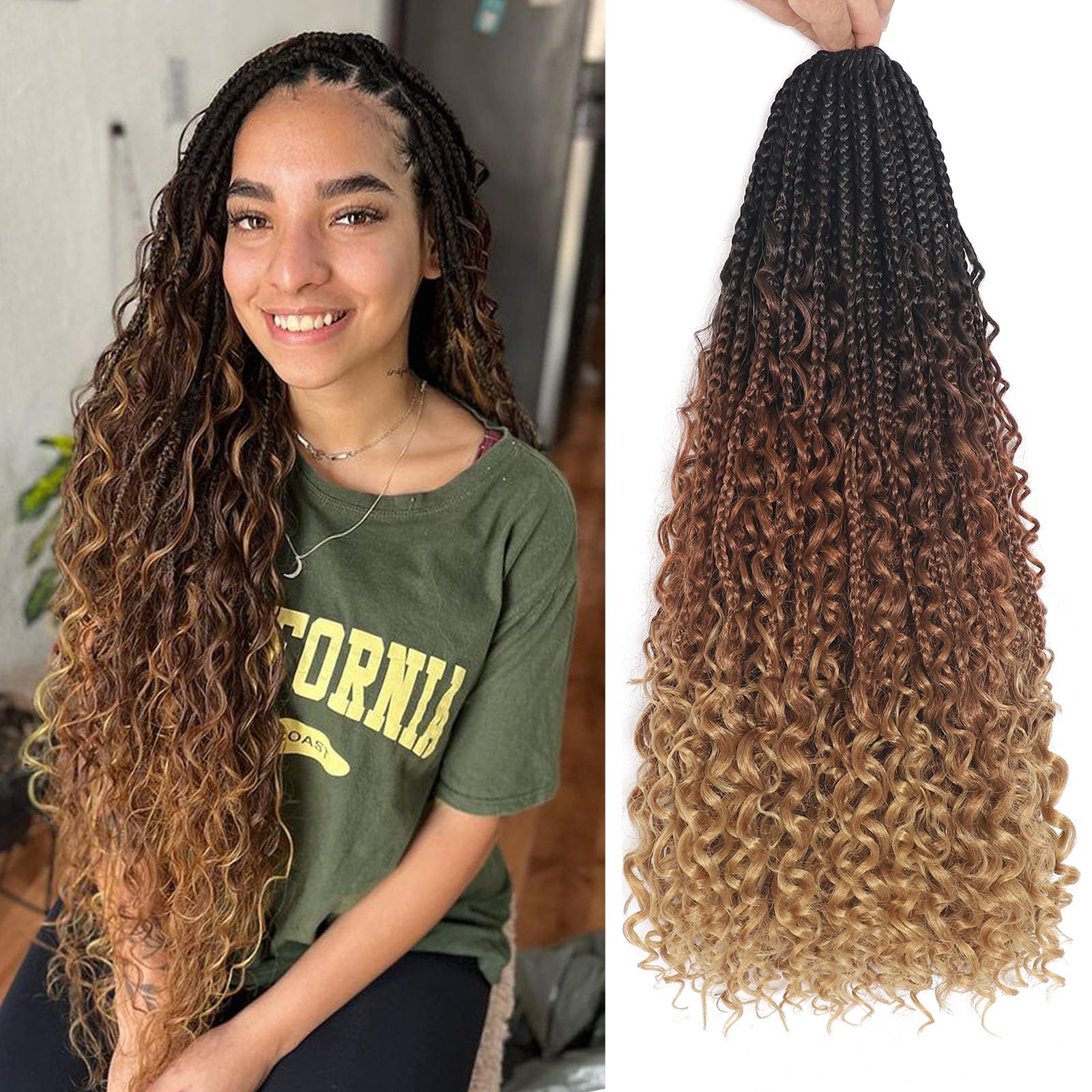 Snapklik.com : 24 Inch Goddess Boho Box Braids Crochet Hair 1B/30/27 ...