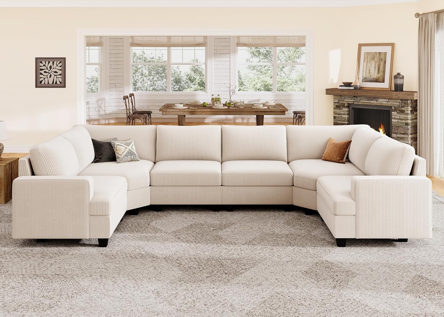 Amazon.com: Nolany Corduroy Sectional Couch, U Shape Sectional Sofa ...