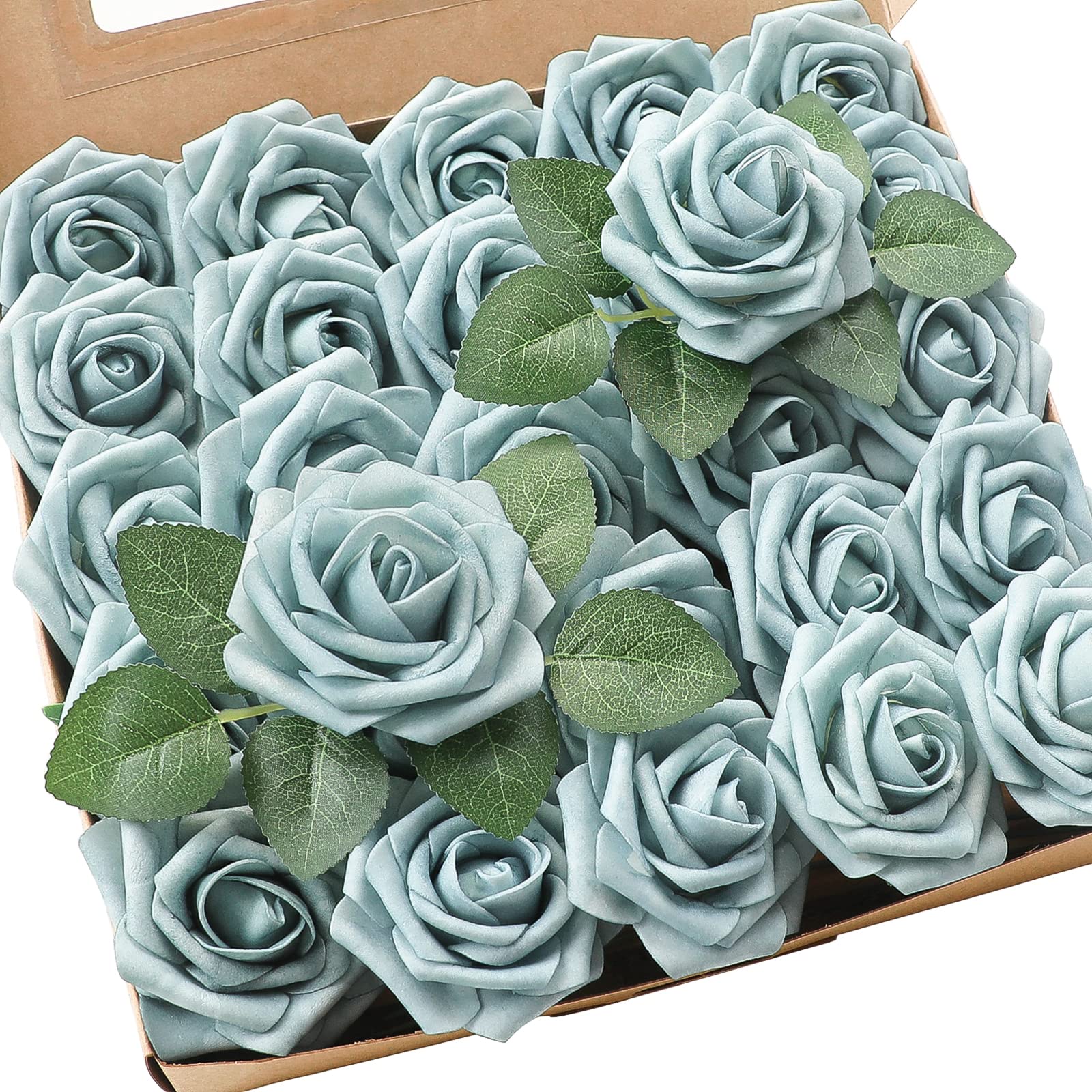 Amazon.com: Floroom Artificial Flowers 25pcs Real Looking Dusty Blue ...