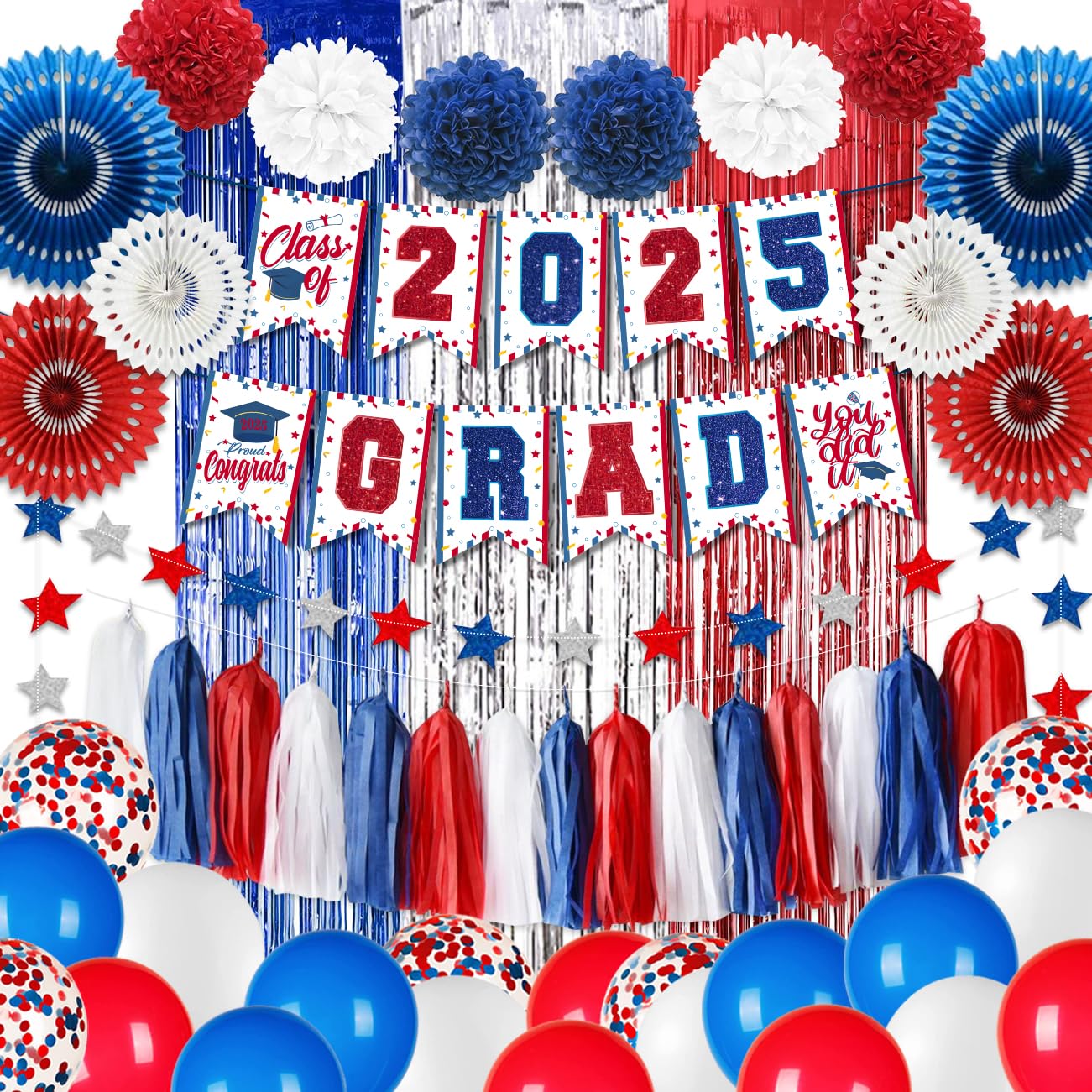 Amazon.com: 2025 Graduations Party Decorations, Red and Blue Class of ...