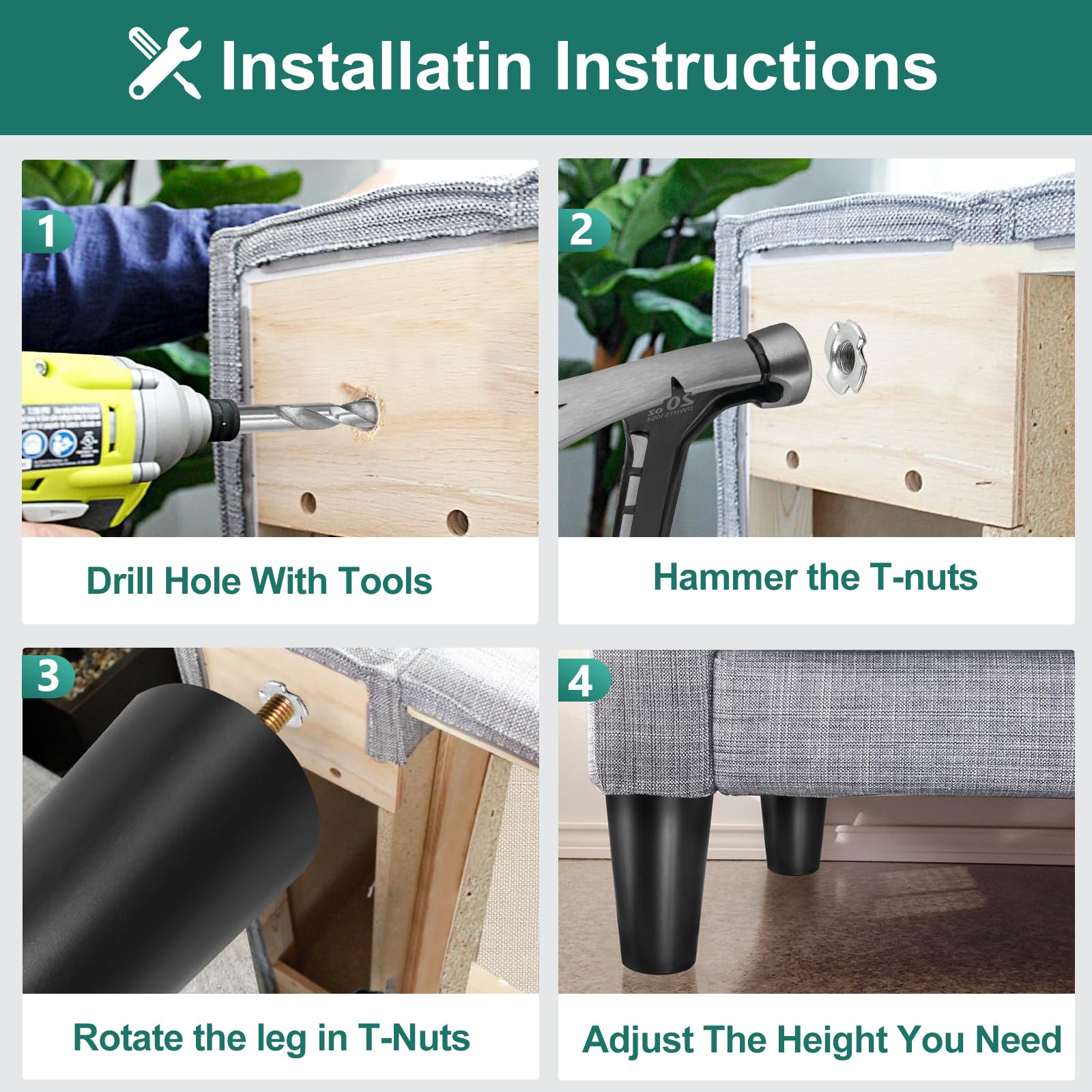 Snapklik.com : Masendelk M8-1.25 Metric Thread Bolts Plastic Furniture ...