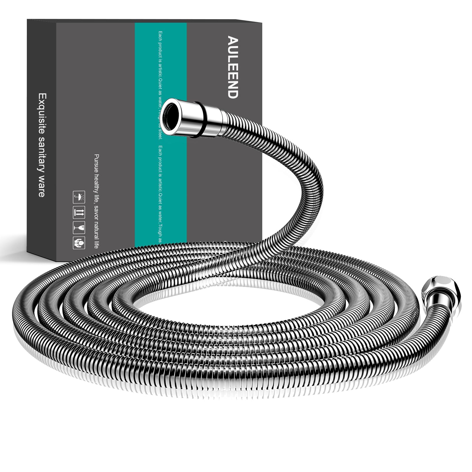 auleend 118 inch (3 m) encrypted shower hose 304 stainless steel metal ...