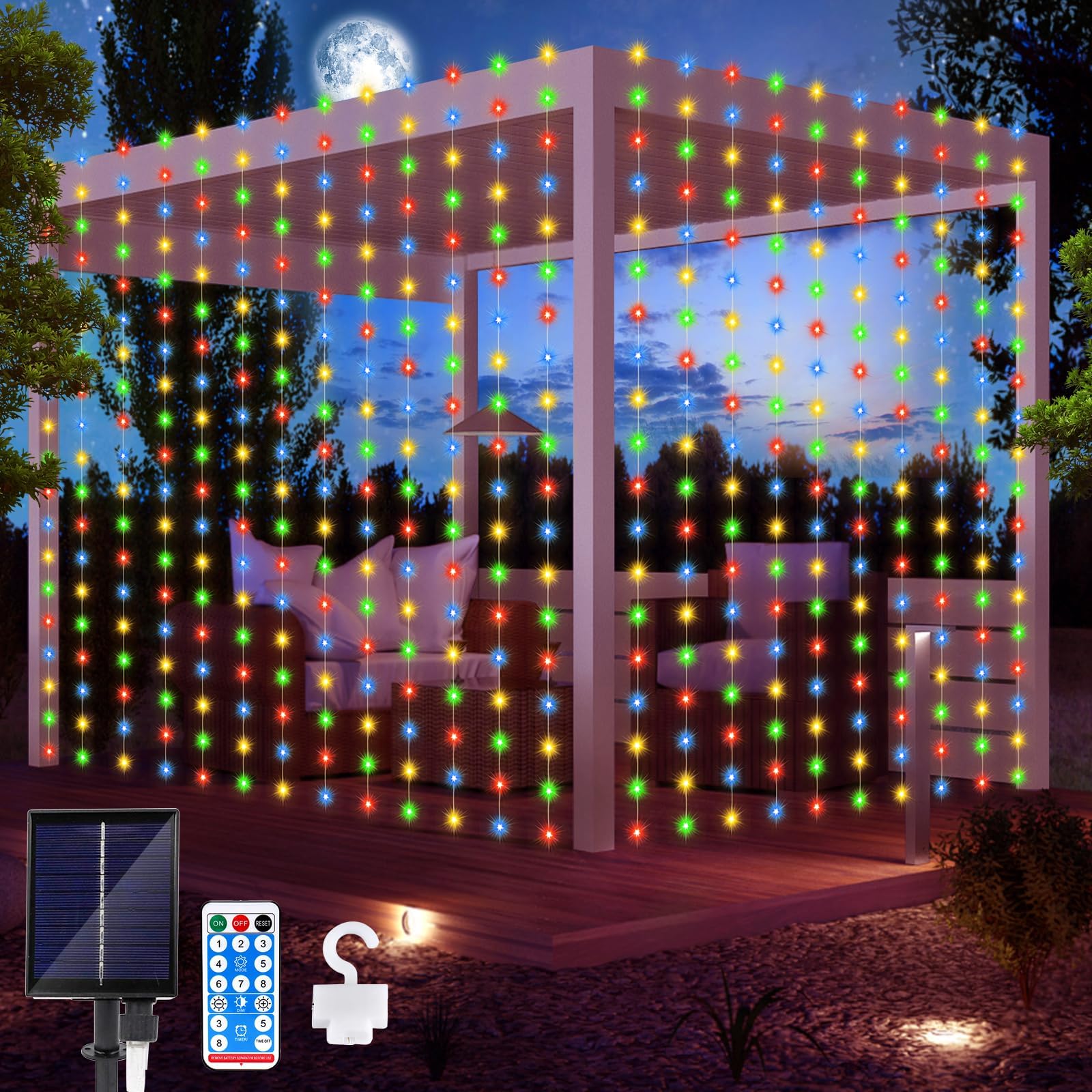 Micacorn Solar Fairy String Lights Christmas Lights Solar Curtain Light ...