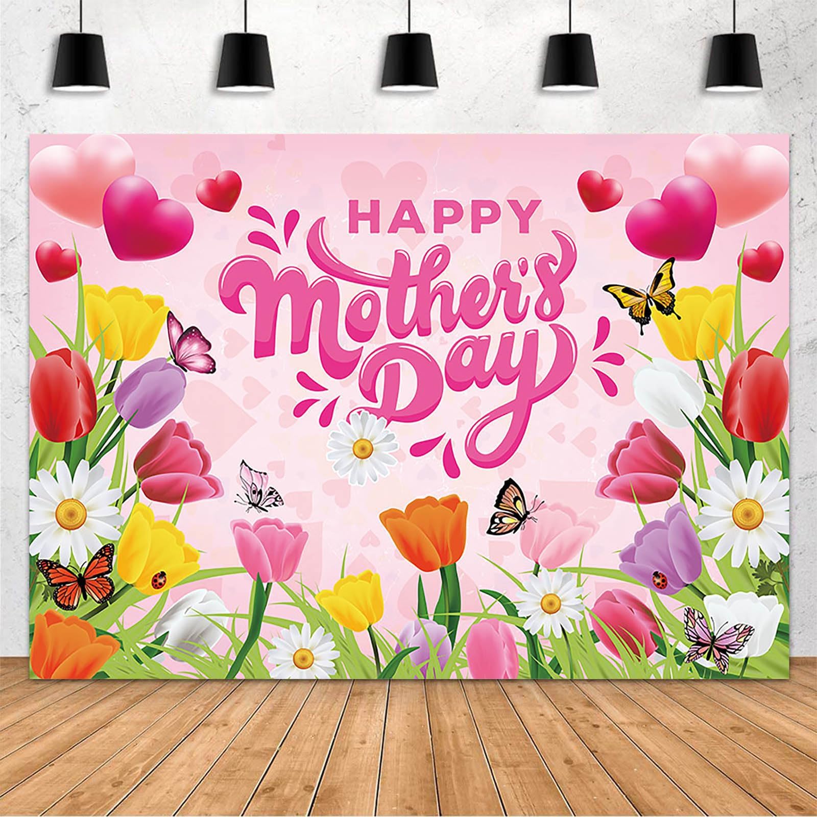 Amazon.com : MEHOFOND 7x5ft Happy Mother's Day Backdrop Pink Carnation ...