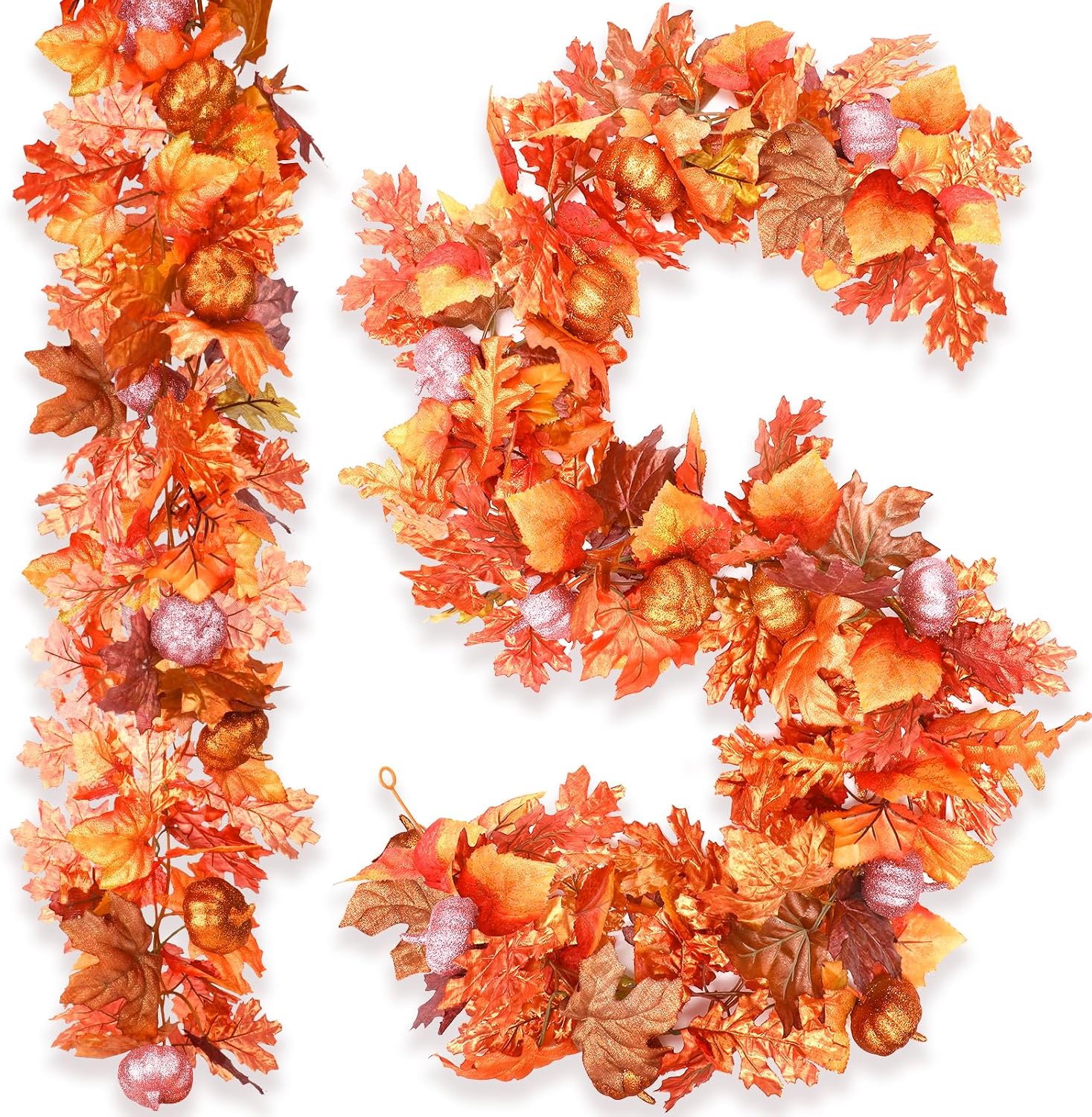 Amazon.com: RUMIA 2PCS Fall Maple Leaves Garland 5.9Ft Shiny Maples ...