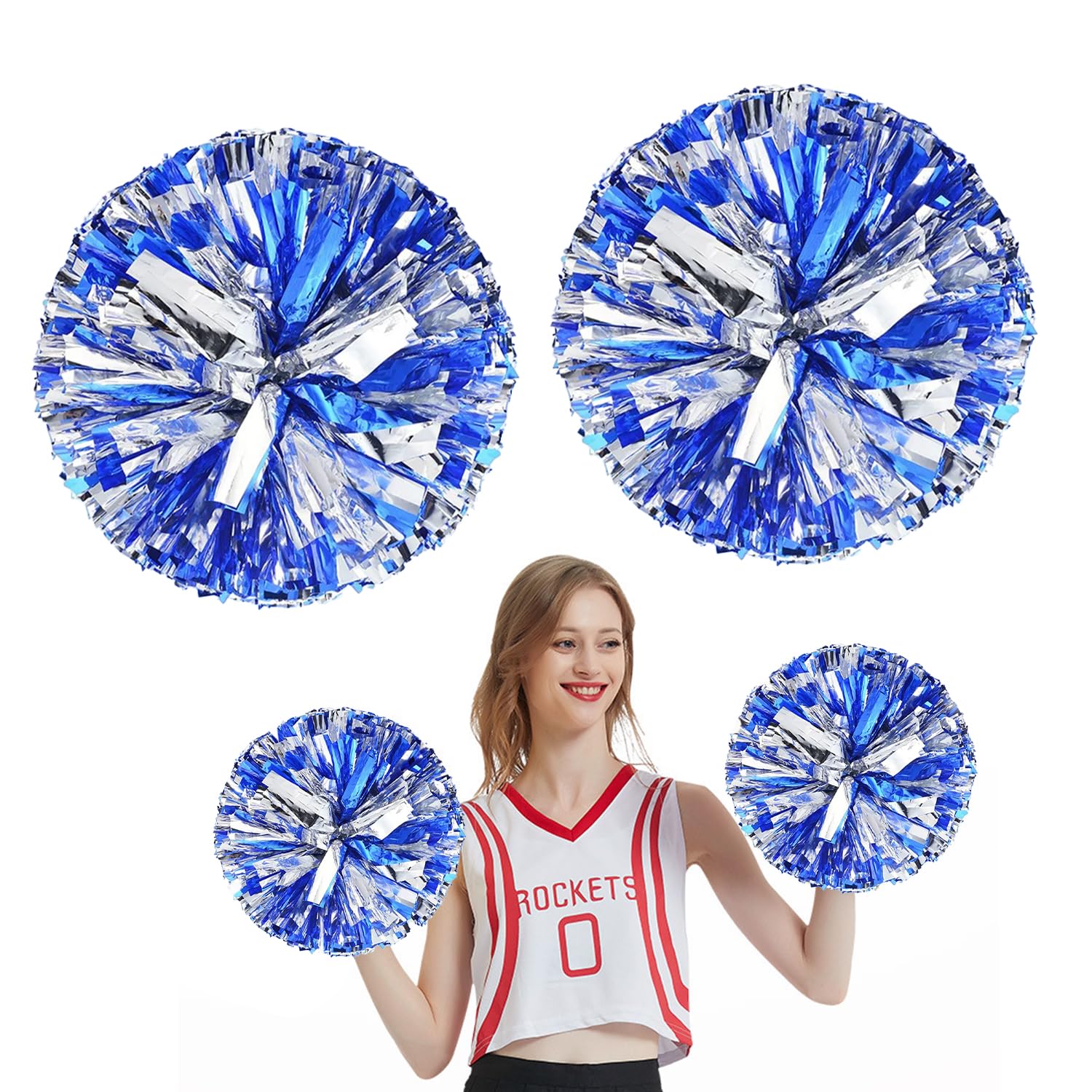 arrderly 2 Pieces Metal Foil Cheer Ball Set, Cheerleading Pom Poms with ...