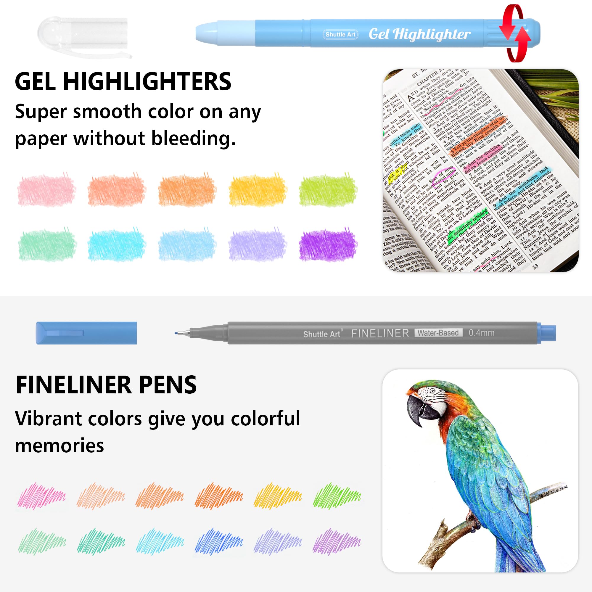 Snapklik.com : Shuttle Art Bible Highlighters And Pens No Bleed, 22 ...