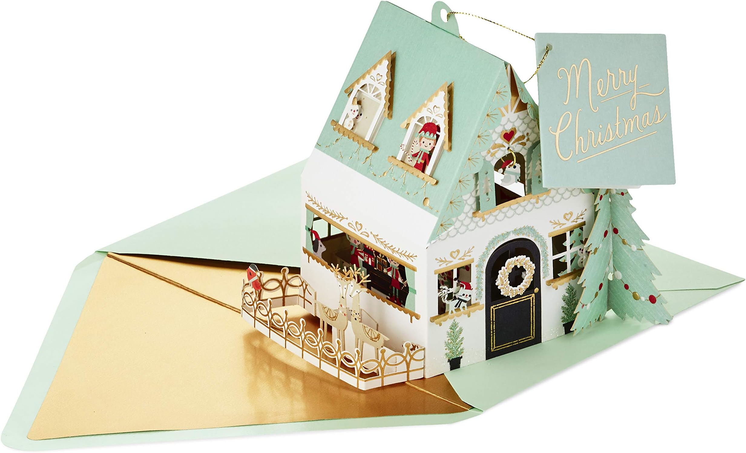 Hallmark Signature Pop Up Christmas Card (3D Santa's House Ornament ...