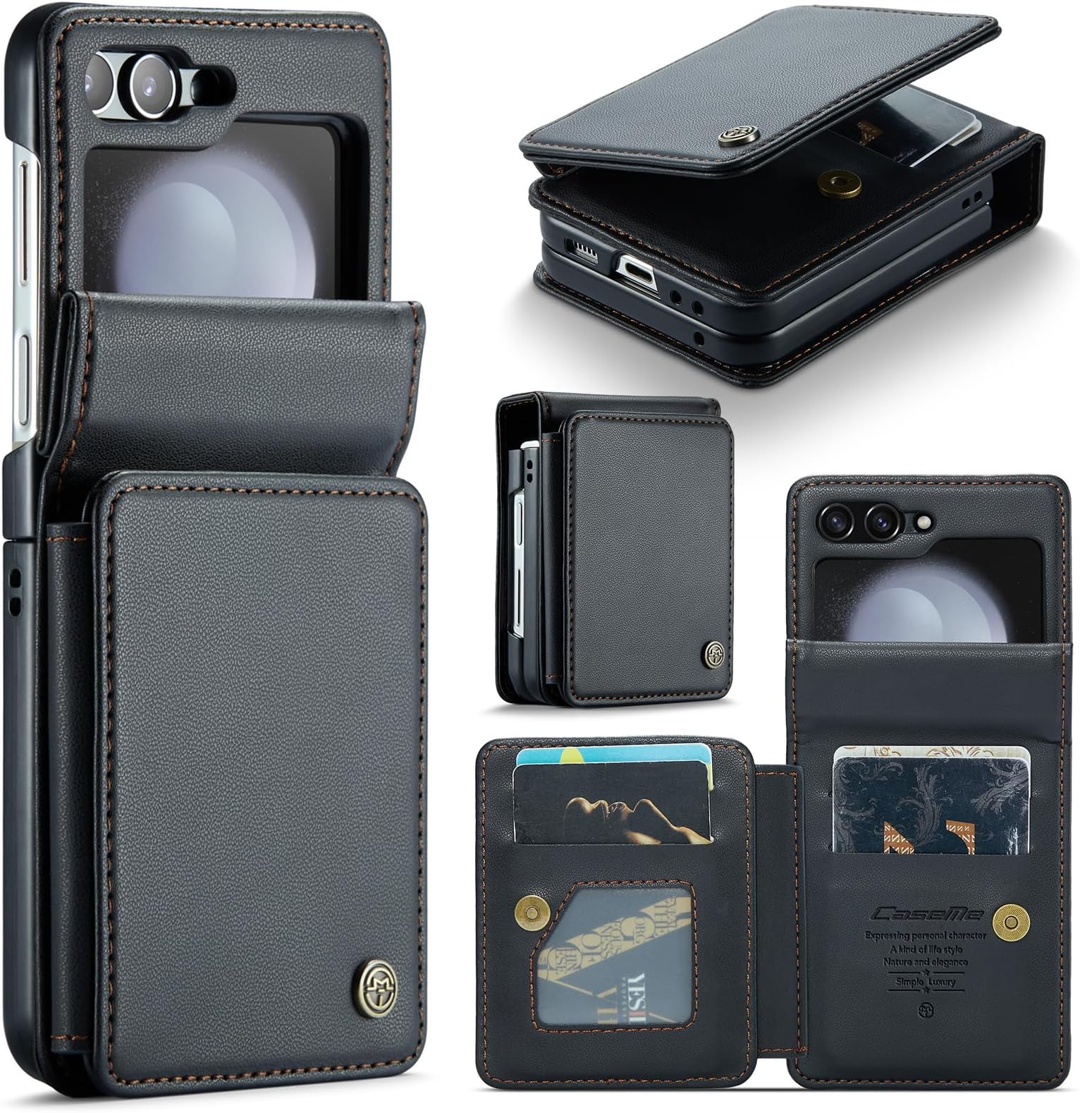 REEGINCH for Samsung Galaxy Z Flip 5 Case, RFID Blocking PU Leather ...