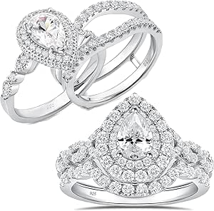 Amazon.com: Newshe Jewellery AAAAA Cz 925 Sterling Silver Wedding Bridal Band Ring Enhancer ...