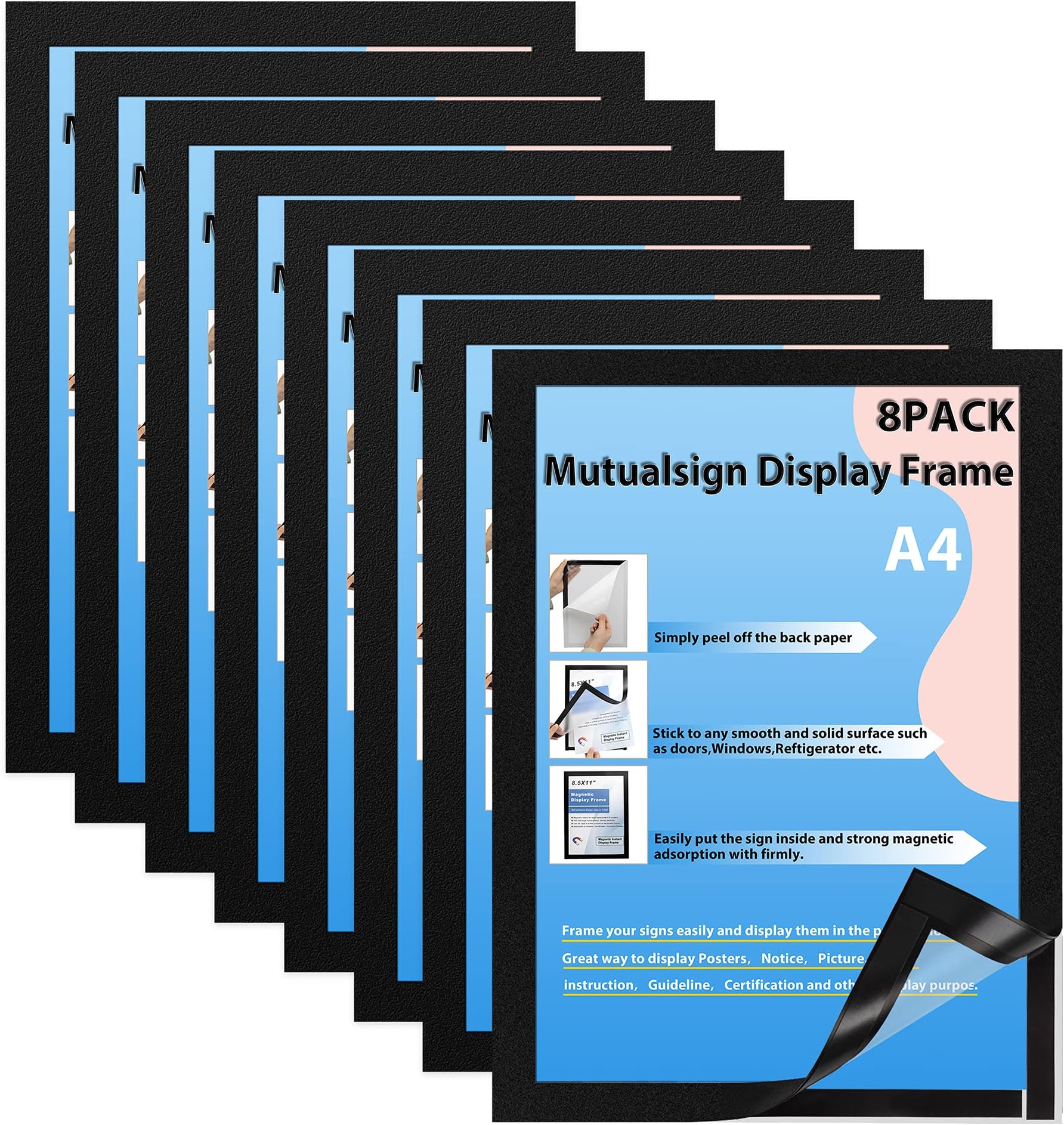 VAIIGO A4 Self Adhesive Magnetic Display Frame, Magnetic Paper Holder ...