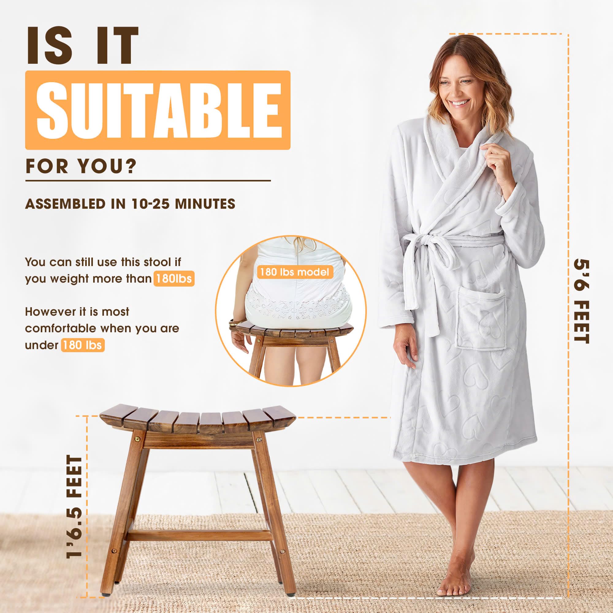 Snapklik.com : Acacia Shower Stool Bench Chair For Inside Shower To Sit ...