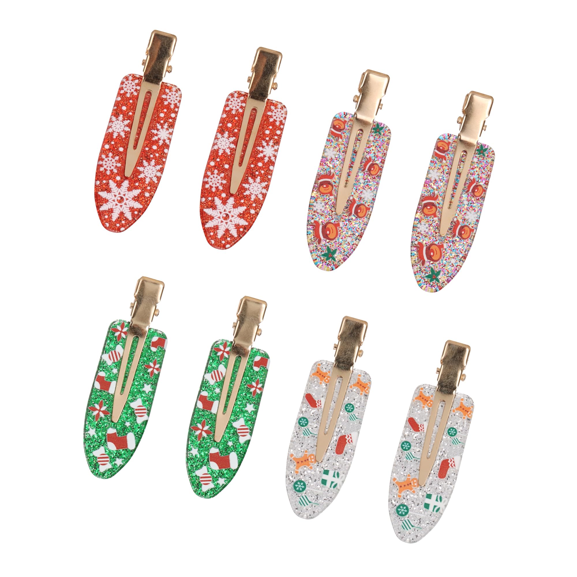 Amazon.com : 4 Pairs Christmas Hair Clips No Bend No Crease Green Red ...