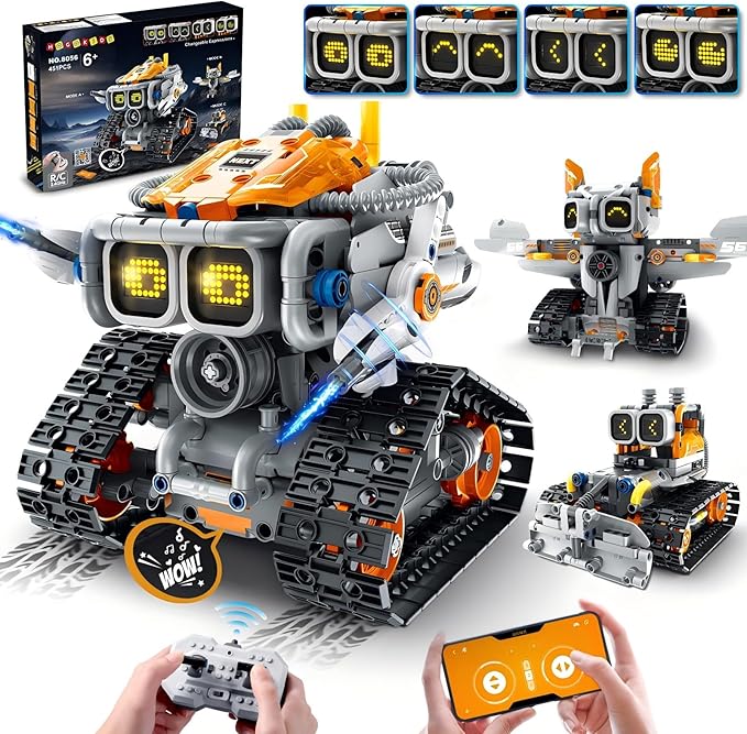 Amazon.com: HOGOKIDS Changeable Expressions Robot Building Sets - 3 in 1 Remote & APP Supported ...